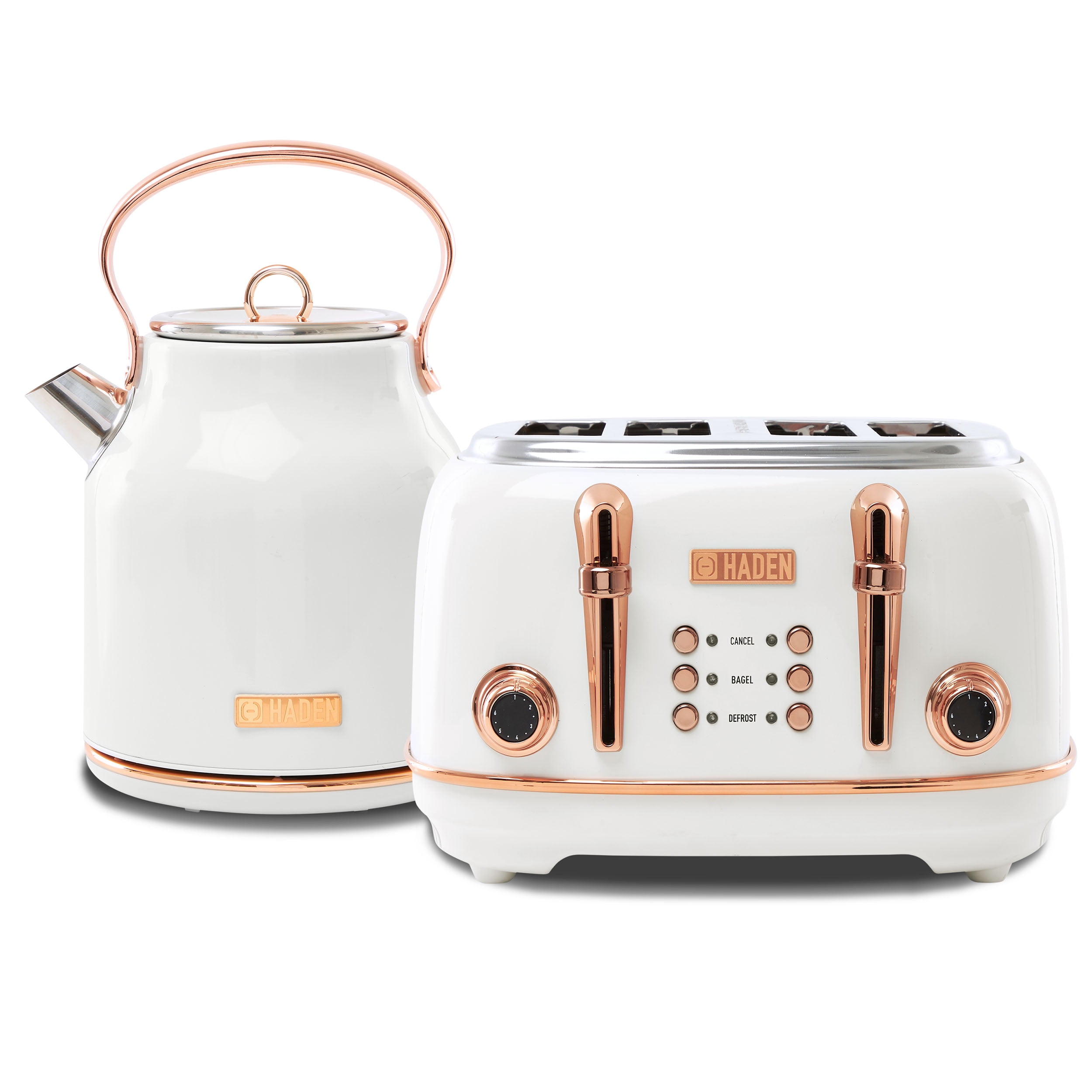 Haden Heritage 4 Slice Wide Toaster & Electric Water Kettle, Ivory ...