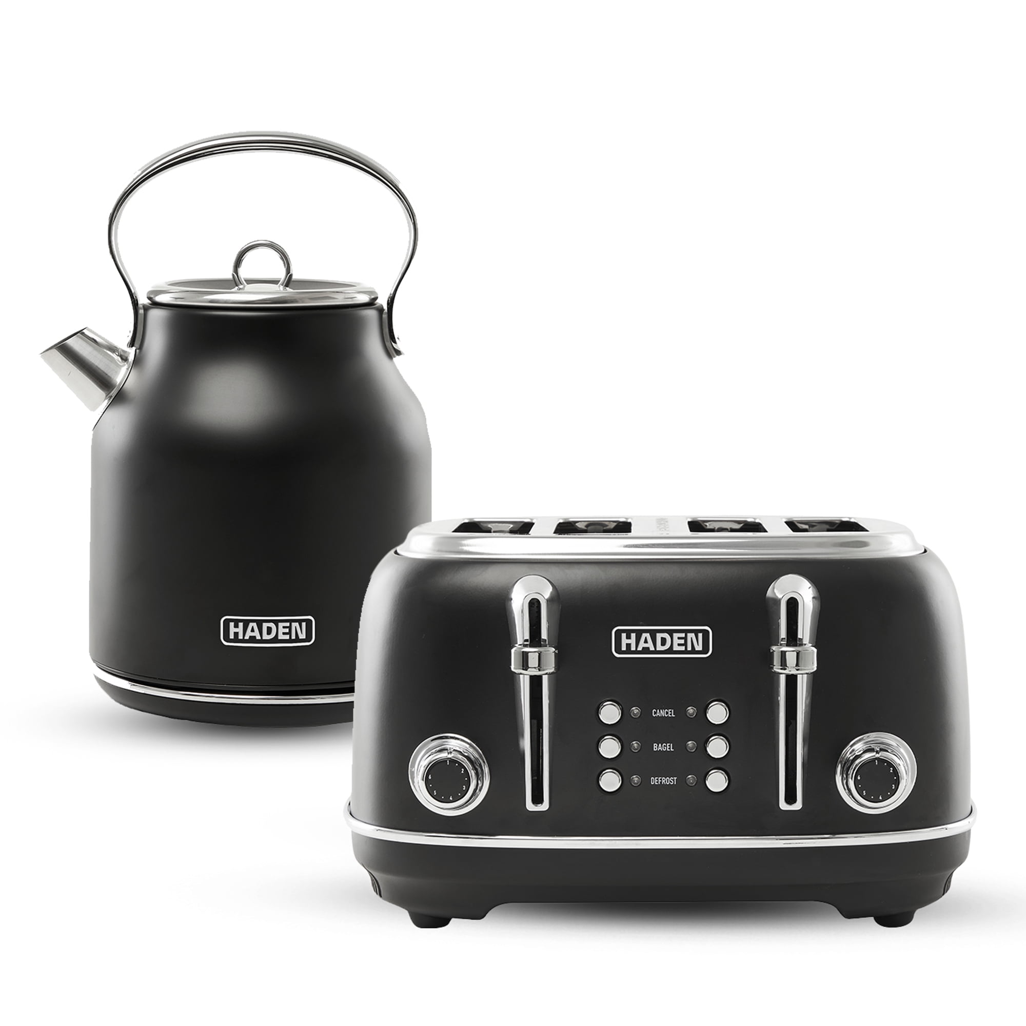 Haden Heritage 4 Slice Wide Toaster & Electric Water Kettle, Black ...