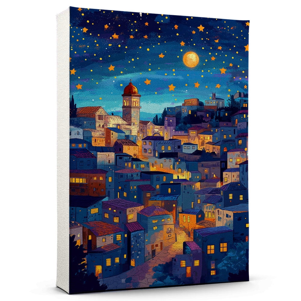 Hadera Travel Starry Night Canvas Print, Israel Canvas Wall art, Hadera ...