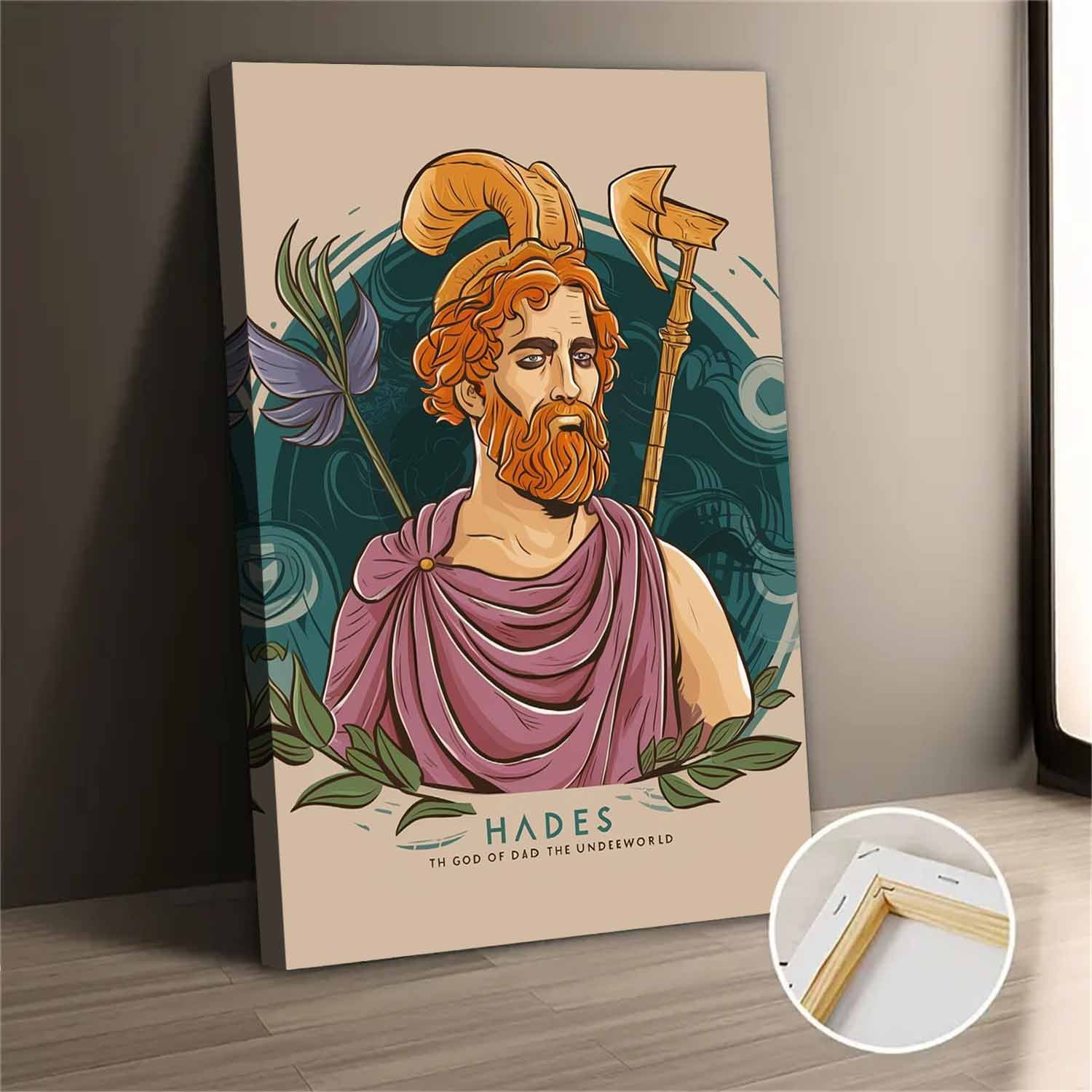 Hades Canvas Wall Art - Vintage Greek Mythology Print For Bedroom ...