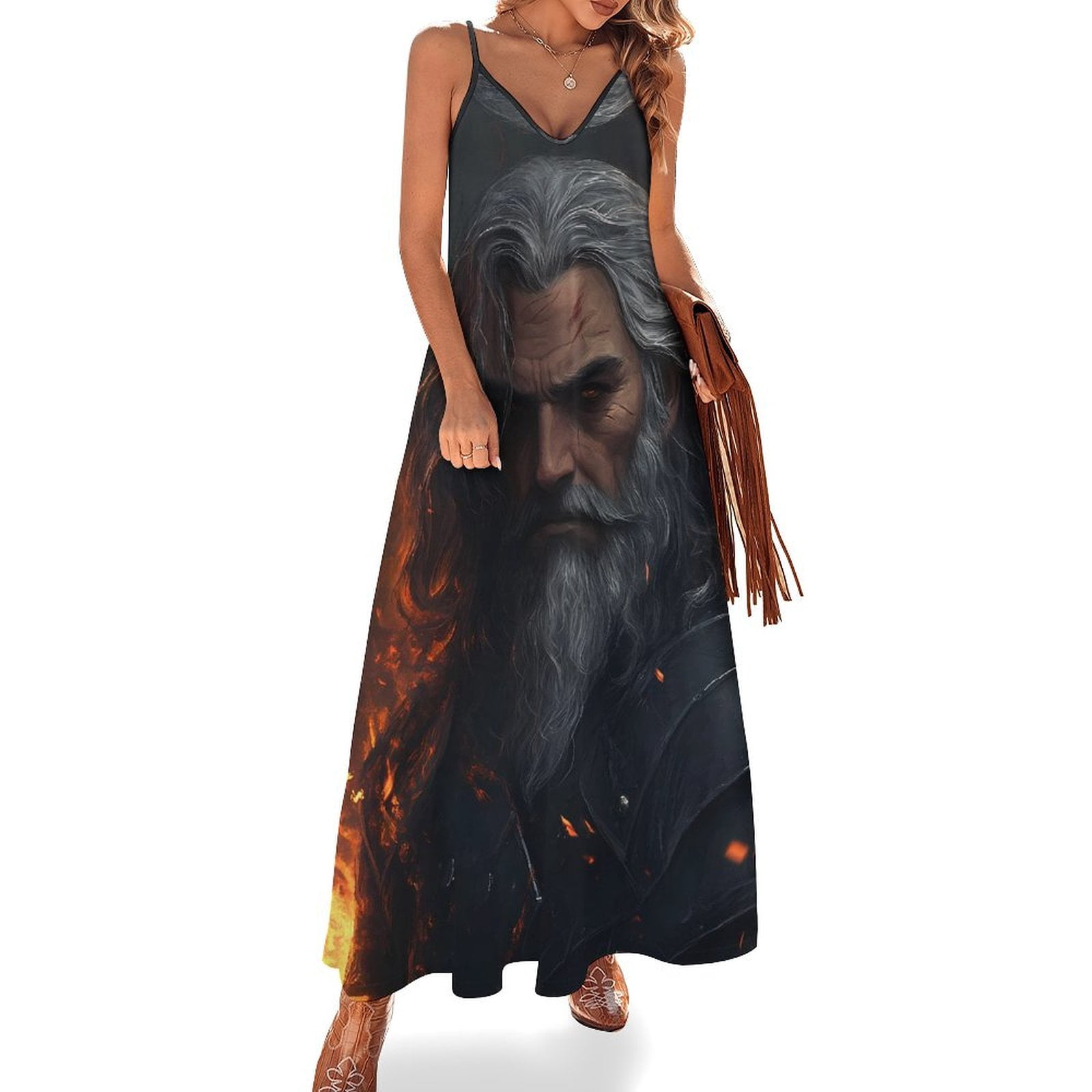 Hades Greek Mythology Women's Maxi Dress Spaghetti Strap Bohemian Long ...