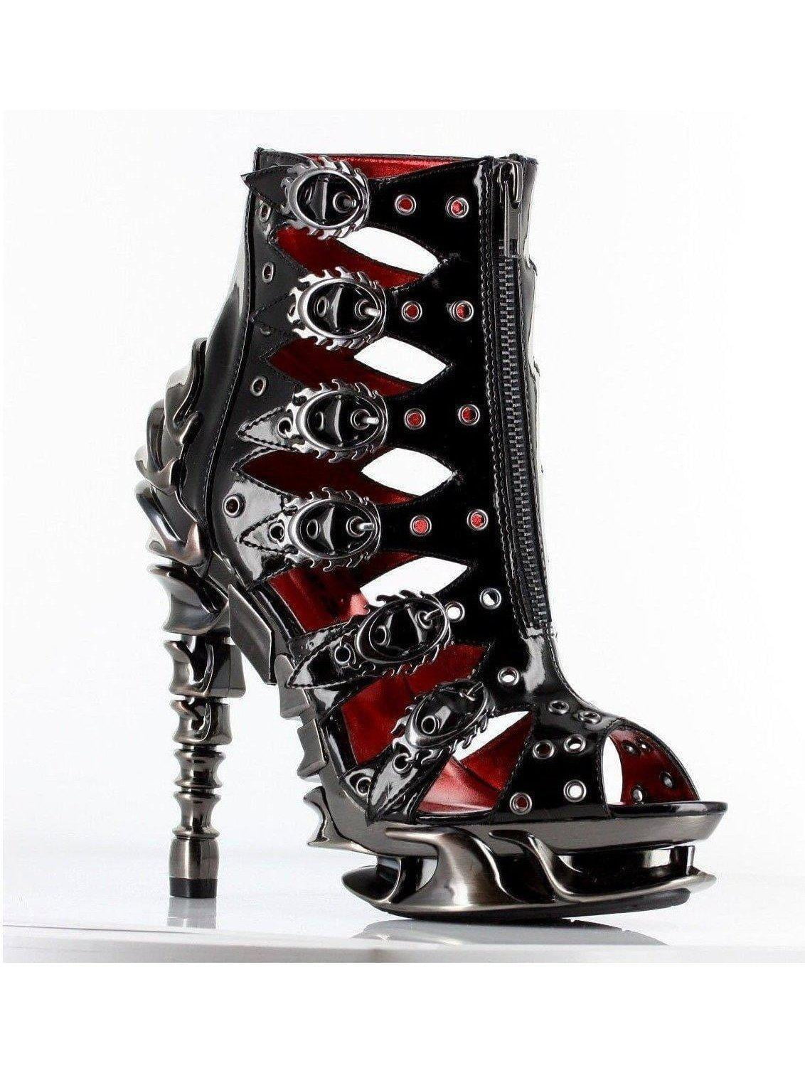 Hades Shoes H-Crimson Ankle boot adjustable flame buckles with front ...