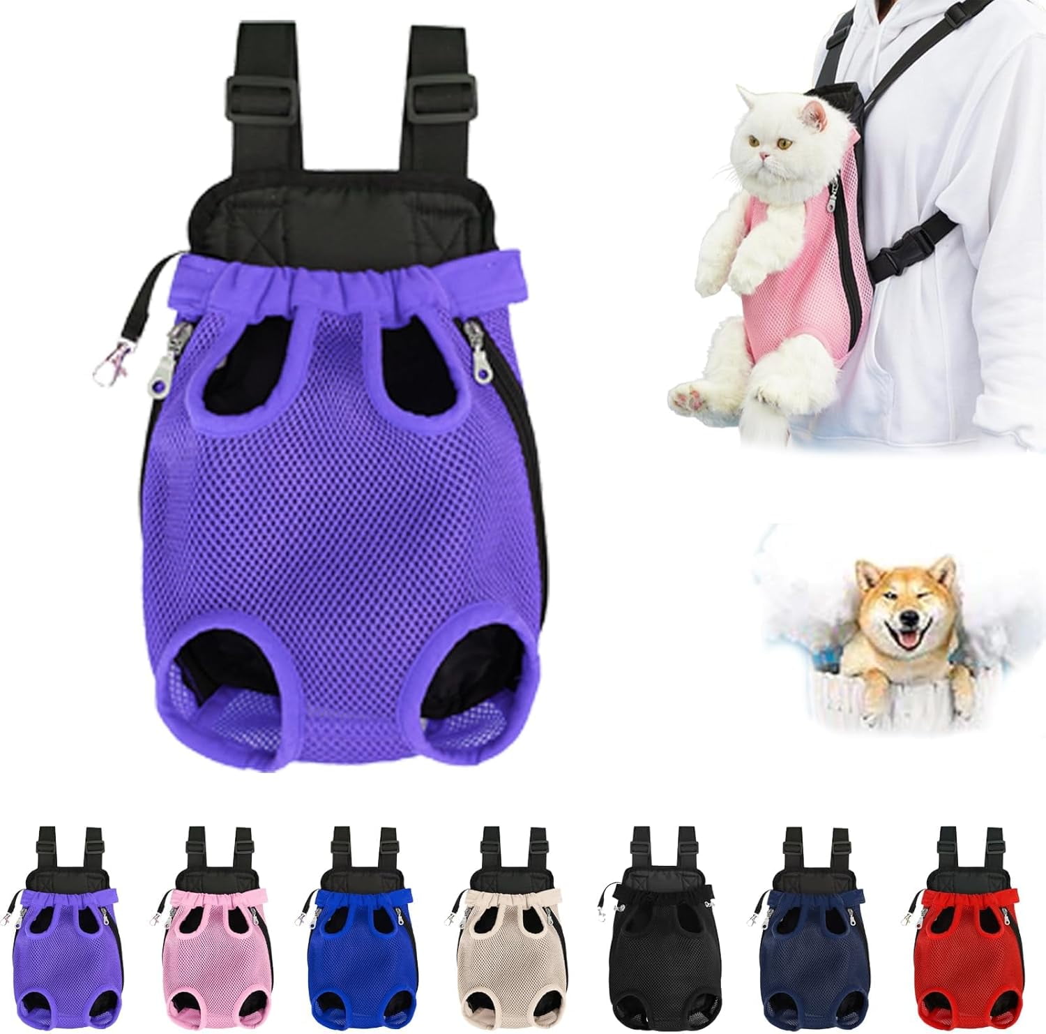 Hadexperienced Pet Travel Leg-Out Backpack, Adjustable Front Cat Dog ...