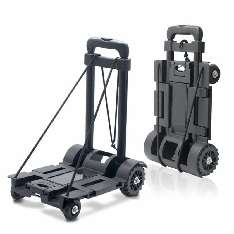 HadinEEon Folding Hand Truck, 4-Wheel Portable Luggage Cart, 80lbs ...