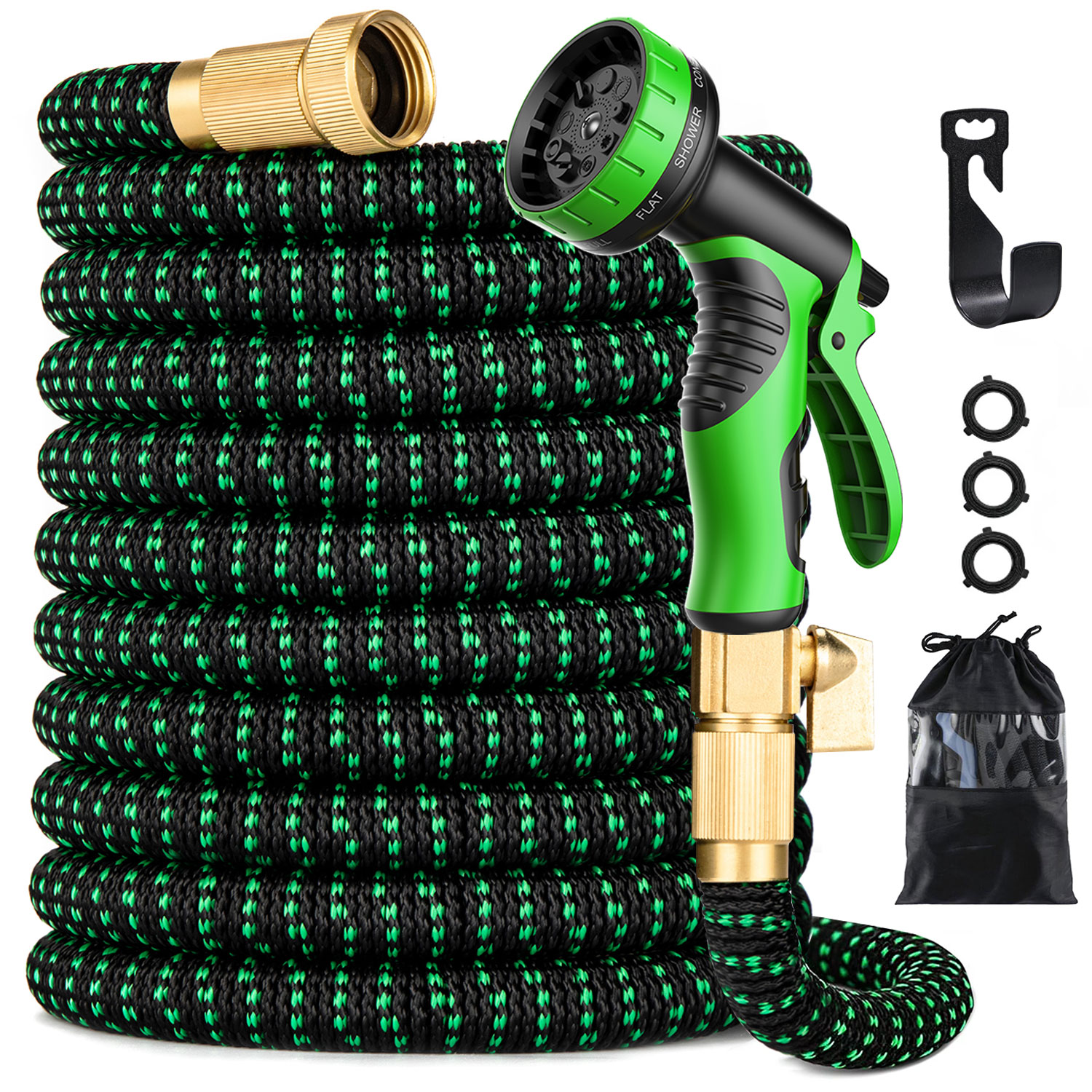 Seachoice 79691 Coiled Washdown Hose with Sprayer and Brass Fittings 25 ...