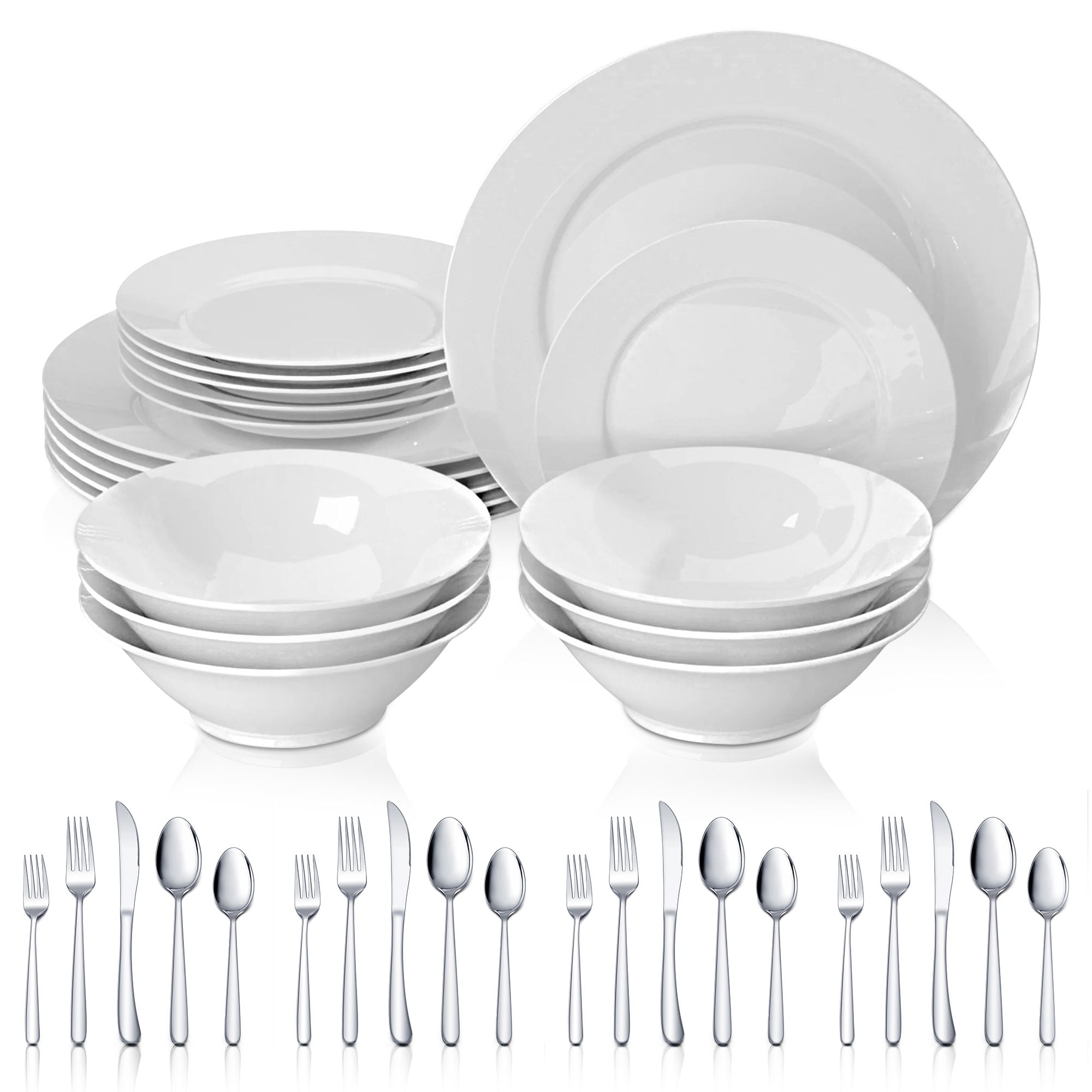 HadinEEon Porcelain Dinnerware Set, 18-Piece Plates and Bowls, 20-Piece ...