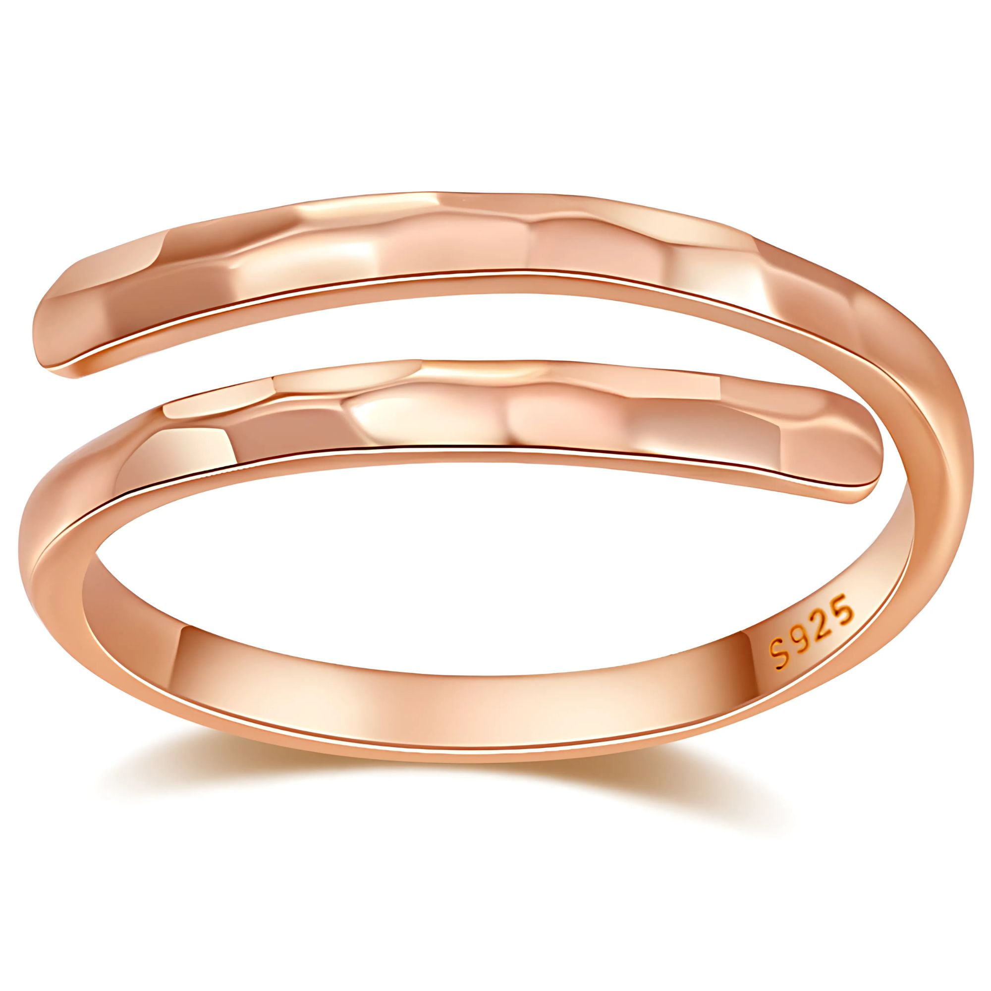 Hadley Adjustable Wrap Ring for Women Resizable Hammered Sterling Silver Wedding Band - Walmart.com