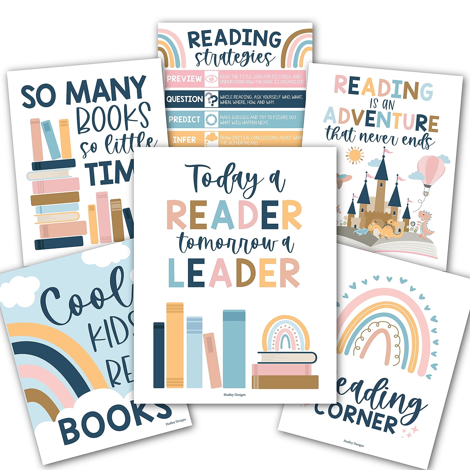 Hadley Designs 11" x 14" Boho Reading Posters For Classroom Library ...