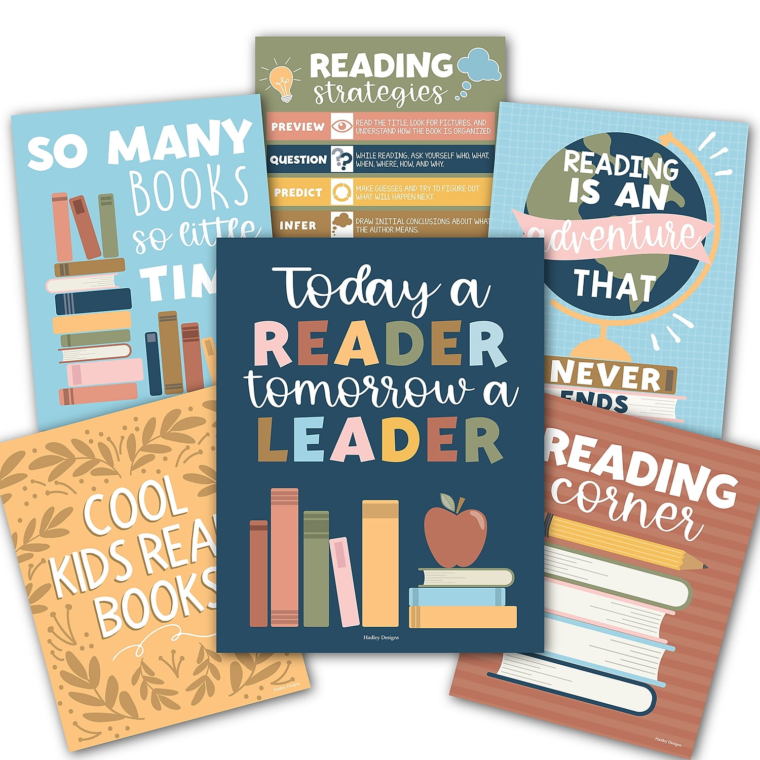 Hadley Designs 11" x 14" Colorful Pastel Reading Posters For Classroom ...
