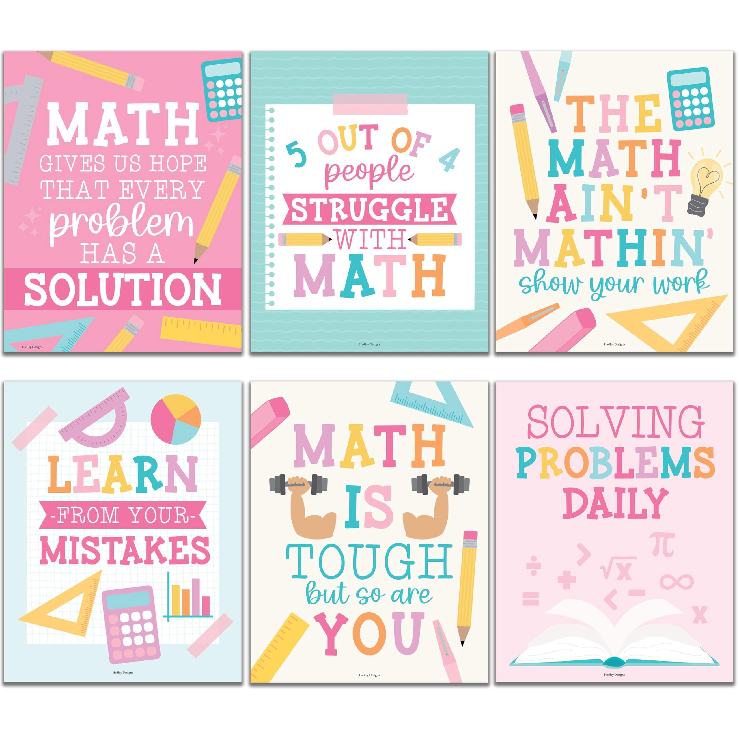 Hadley Designs 6 Math Posters Fun & Motivational Math Posters for ...