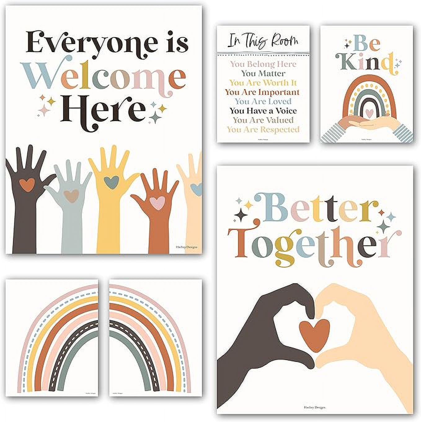 Hadley Designs 6 Rainbow Poster Diversity Posters for Classroom Decor ...