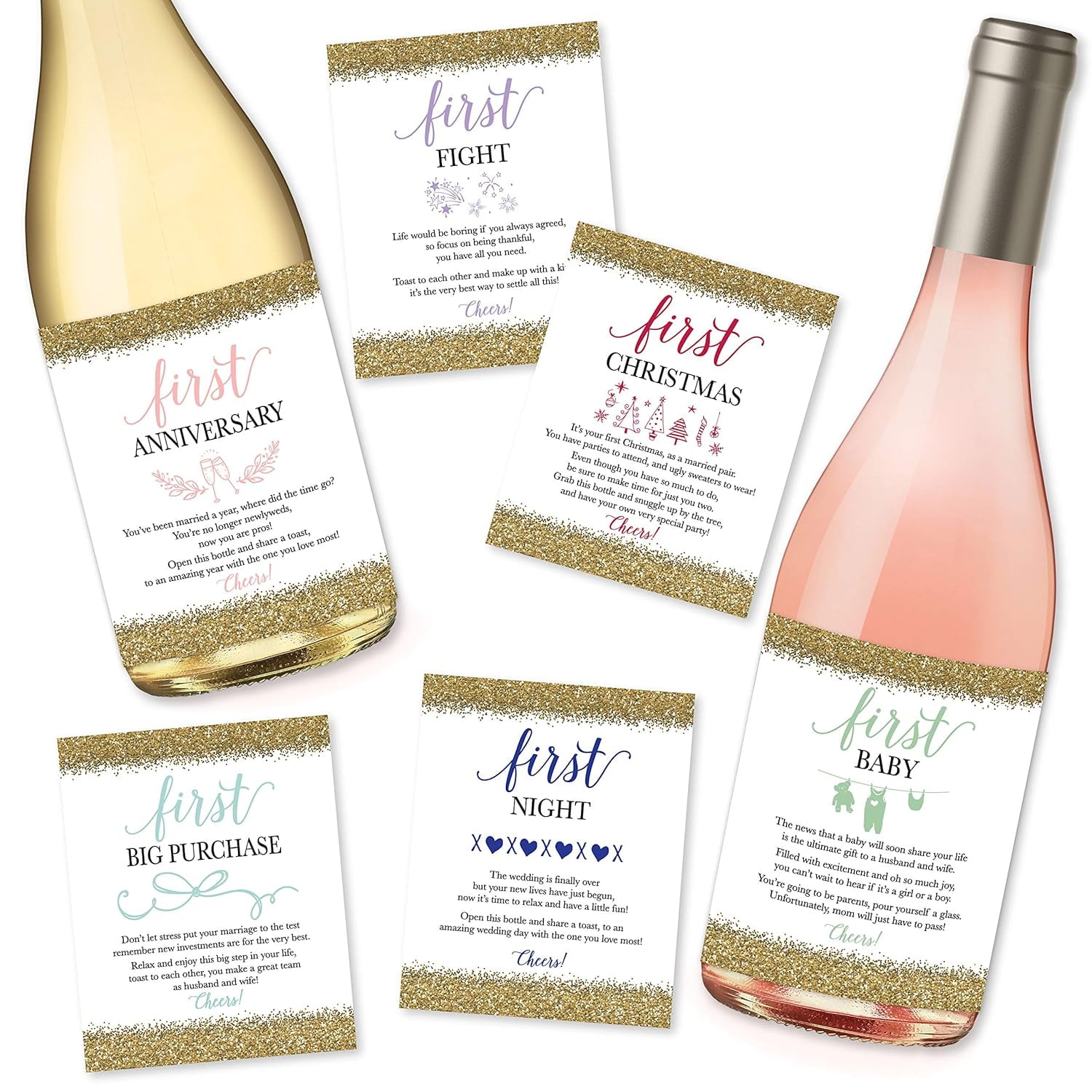 Hadley Designs 6 Wedding Milestones Gift Wine Bottle Labels or Sticker ...