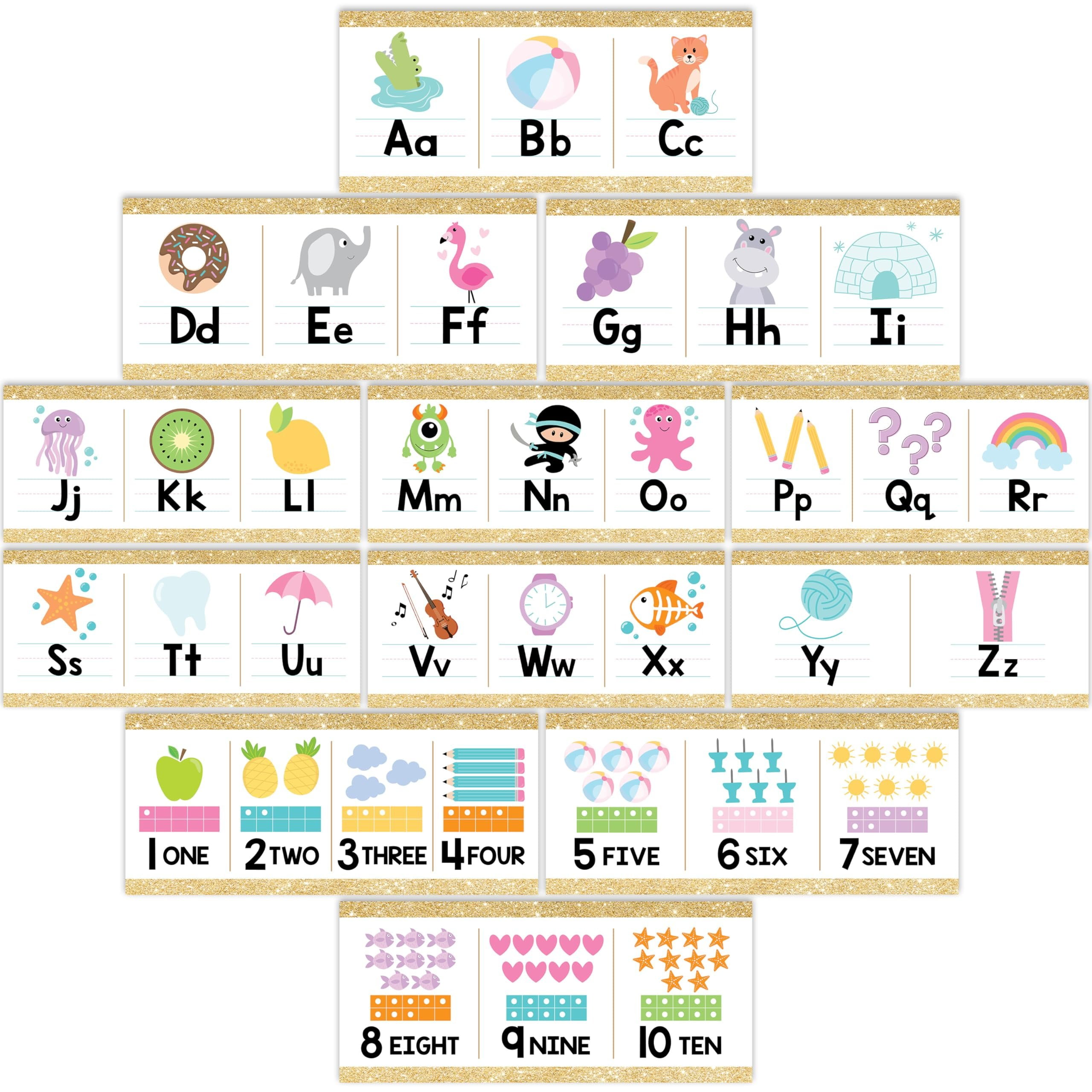 Hadley Designs Alphabet for Classroom Wall - ABC Letters and Numbers ...