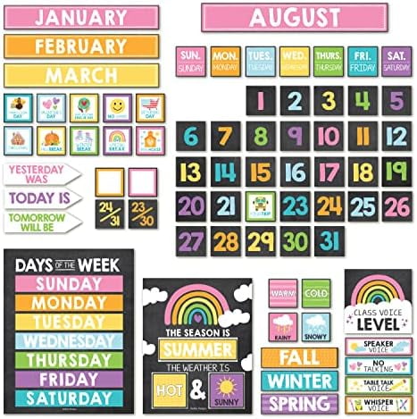 Hadley Designs Colorful Classroom Calendar Set Bulletin Board Sets For ...