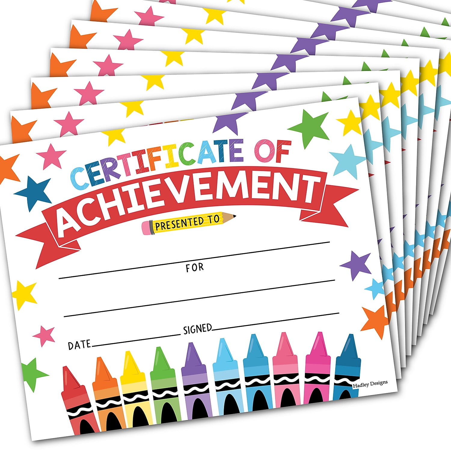 Hadley Designs Colorful Crayons Award Certificates of Achievement for ...
