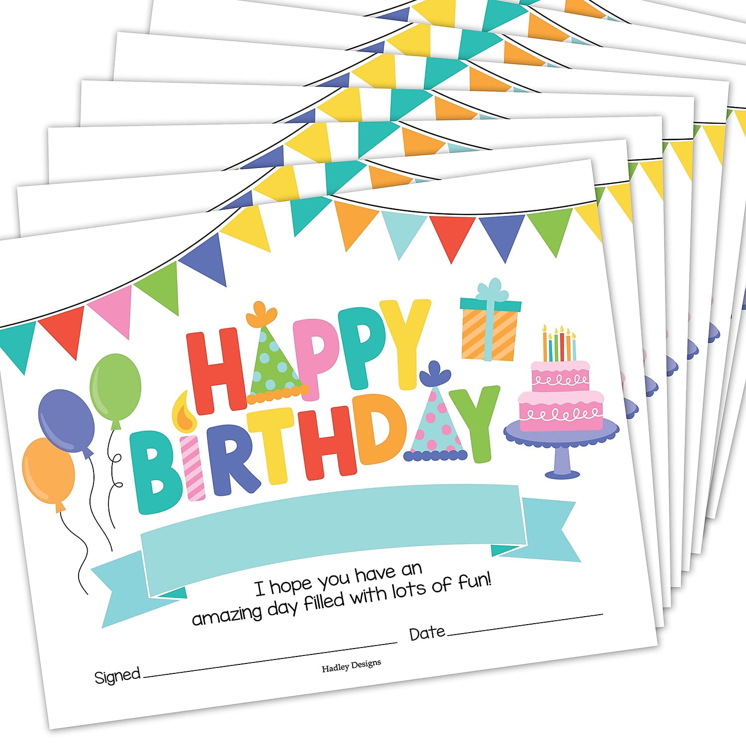 Hadley Designs Colorful Happy Birthday Certificates For Students 8" x ...