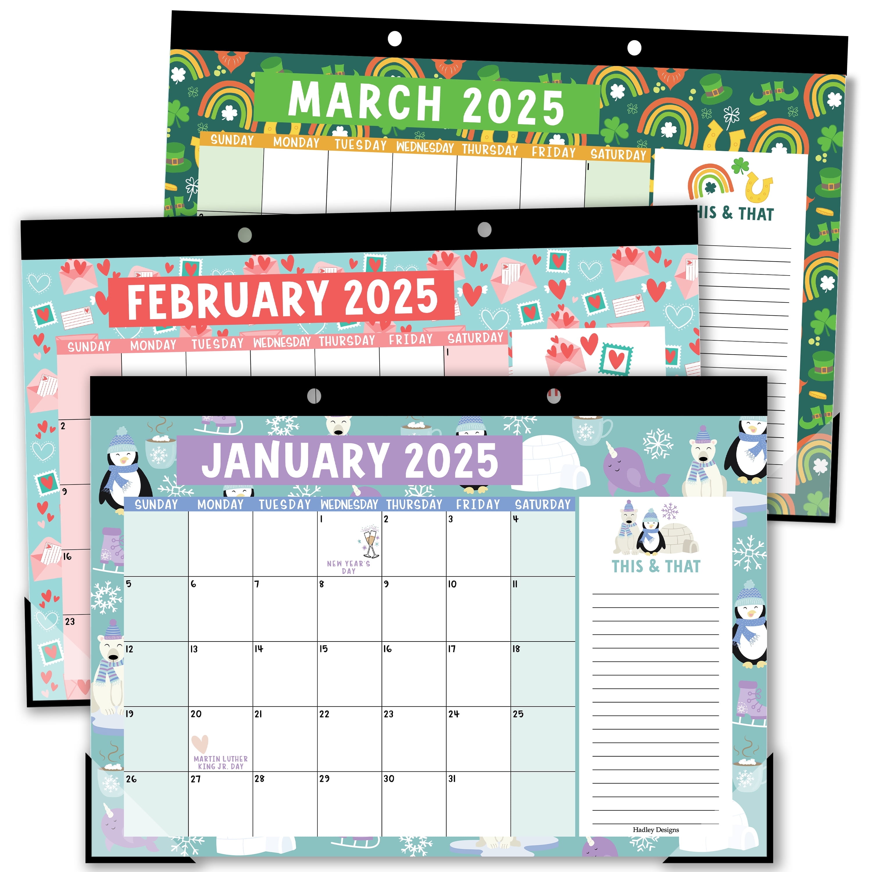 Hadley Designs Doodle 2025-2026 Desk Calendar 18 Months, 11 x 17 in, 1 ...