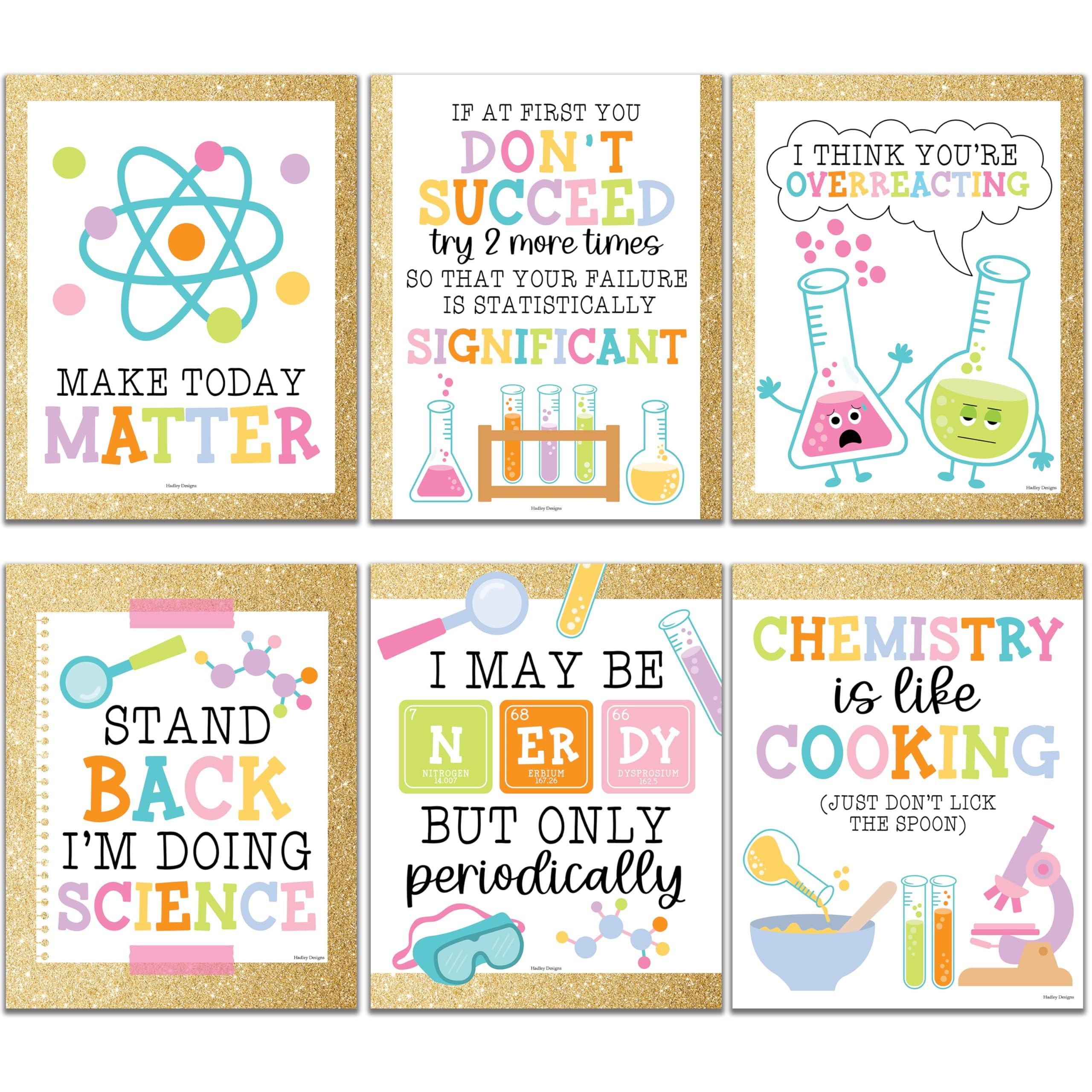 Hadley Designs Gold Glitter Science Motivational Posters - Walmart.com