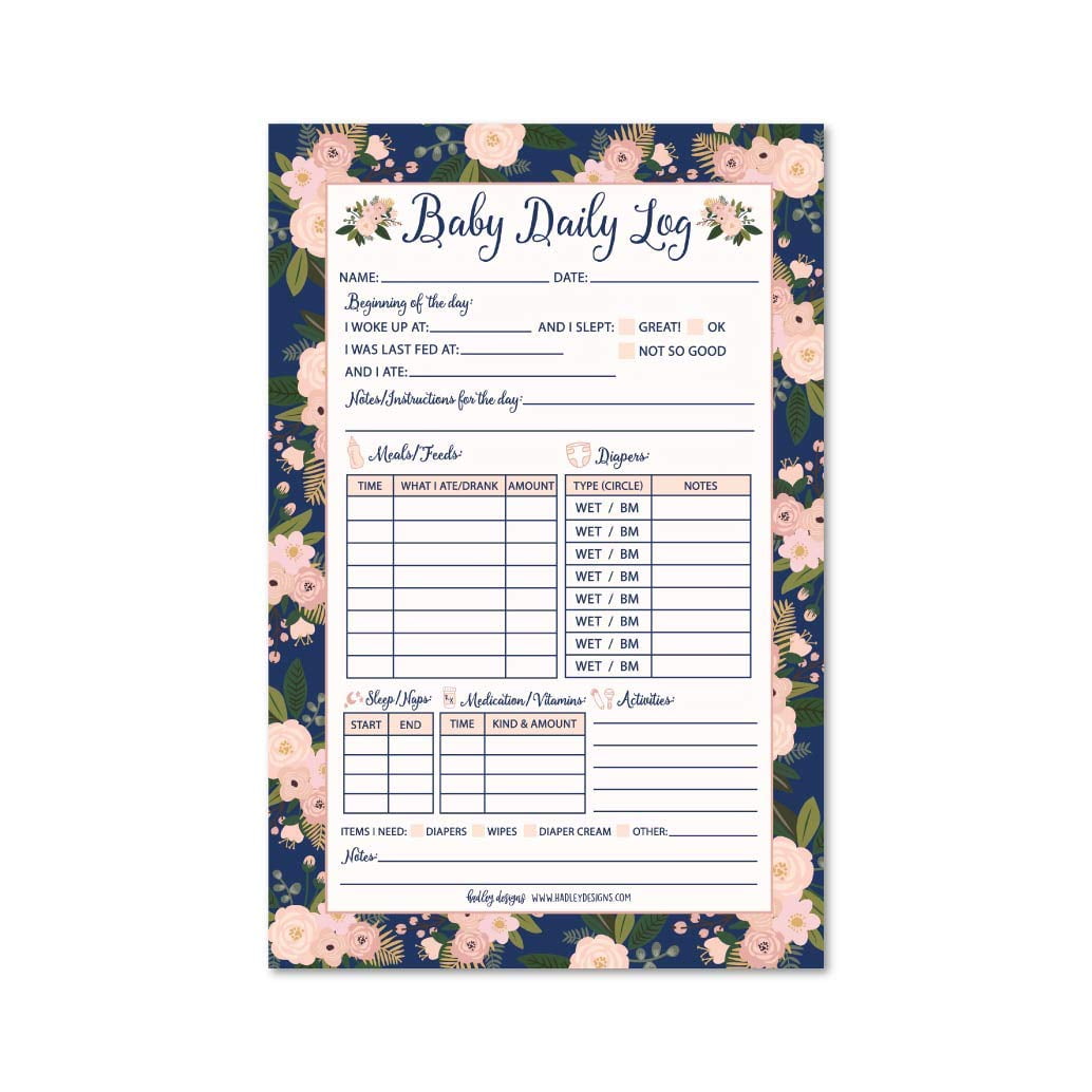Hadley Designs - Nanny OIF8 Newborn Baby or Toddler Log Tracker Journal ...