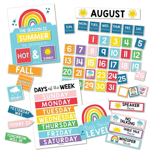 Hadley Designs Rainbow Circle Time Bulletin Board Calendar for ...