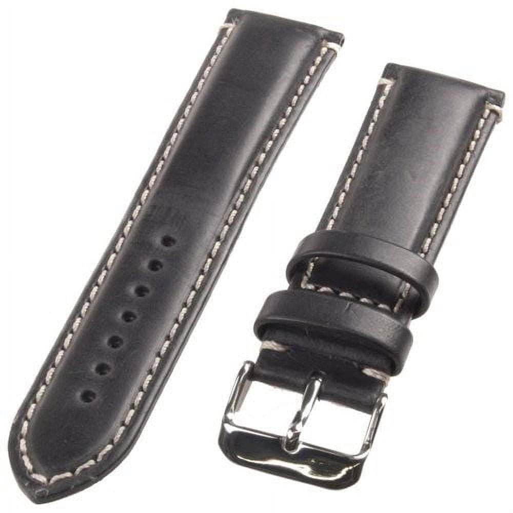 Hadley Roma Brand MS885 Black 18 mm Wide Genuine Oil Tan Leather Men's ...