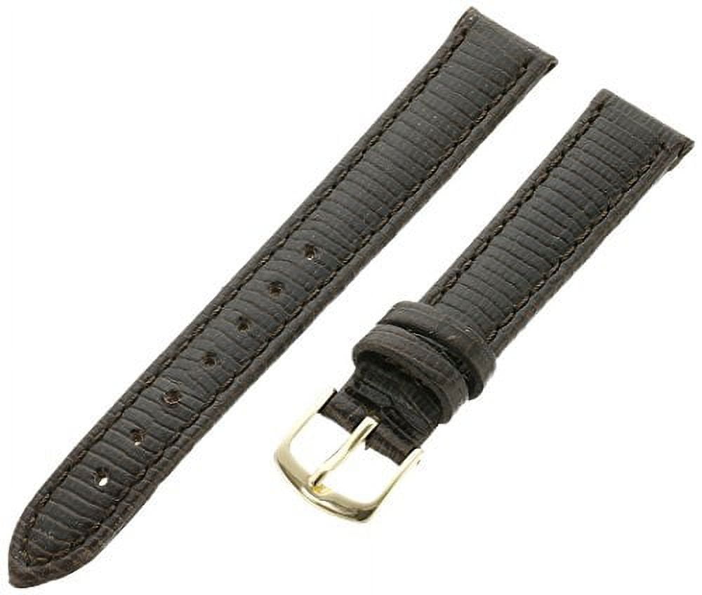 Hadley Roma Dark Brown 12 mm Wide Lizard Grain Leather Strap - Walmart.com