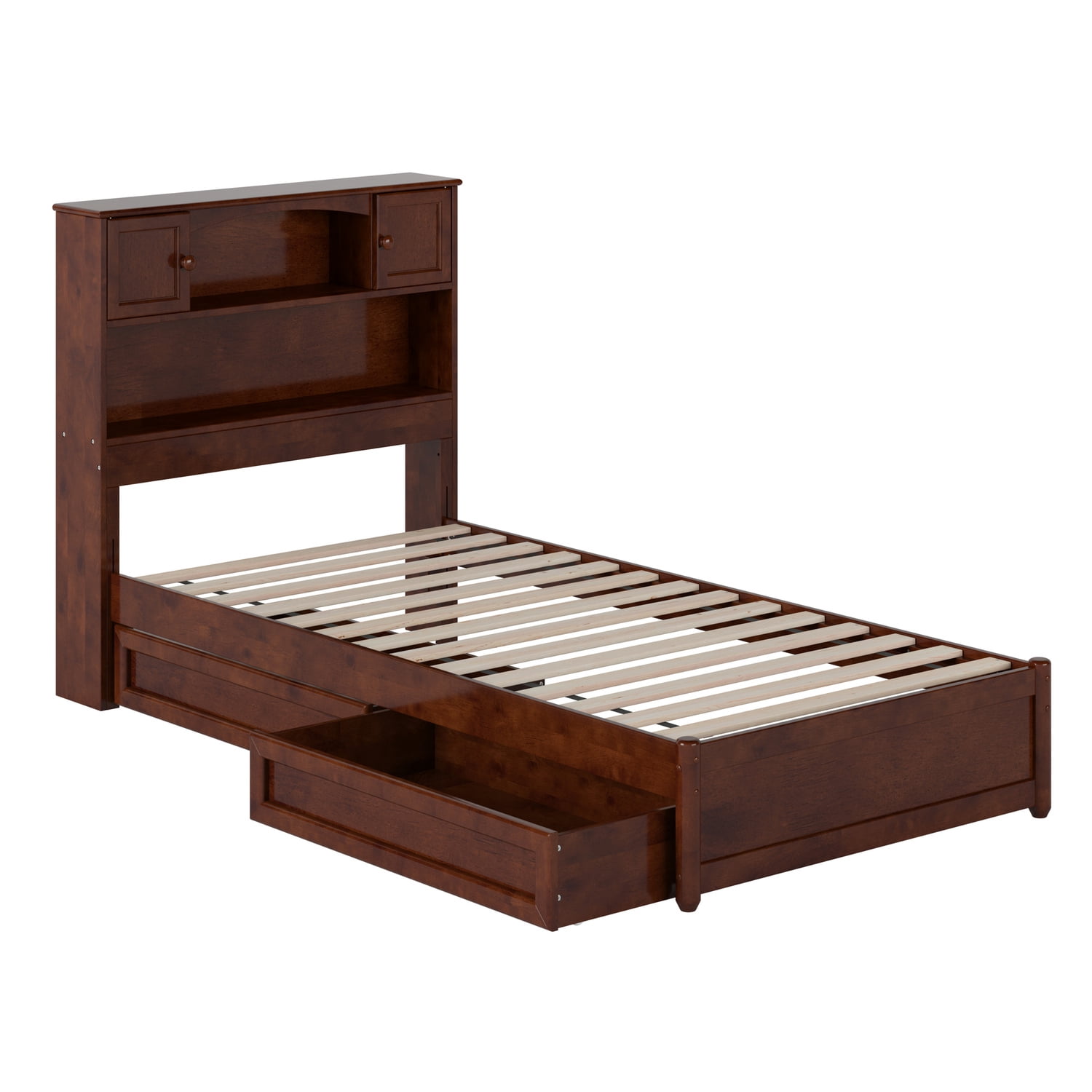 Hadley Twin XL Wood Platform Bed with Panel Footboard & Drawers in ...