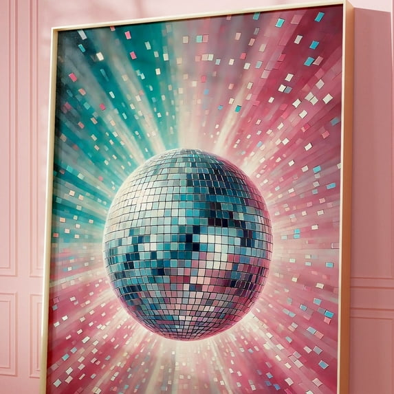 Hado Disco Ball Poster, Disco Ball Maximalist Painting, Disco 70S Print ...
