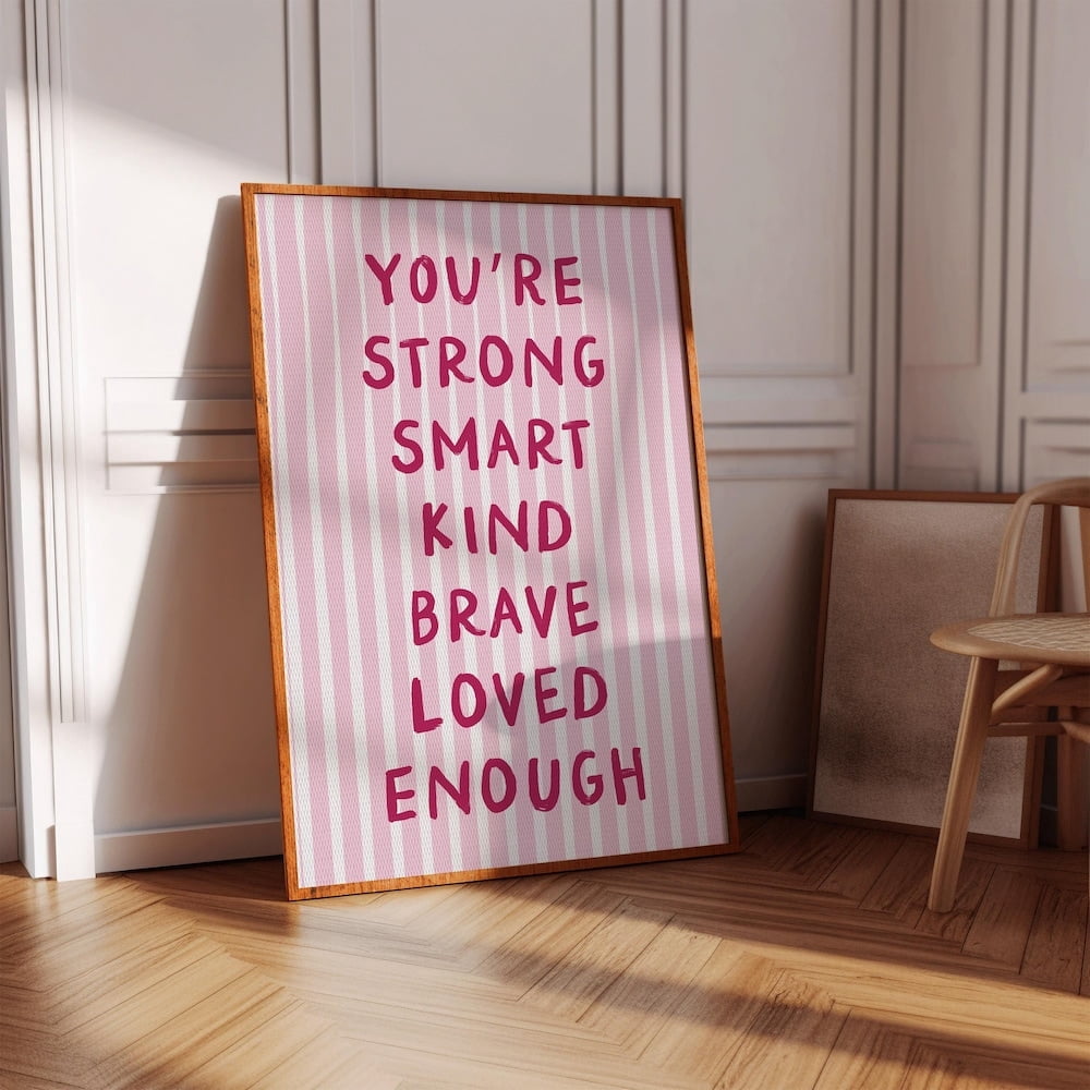 Hadoprint You Are Girls Affirmation Prints Light Pink Poster Positive ...