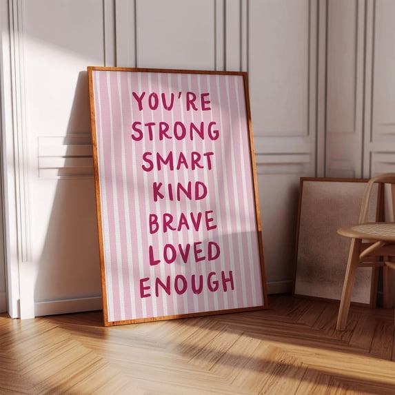 Hadoprint You Are Girls Affirmation Prints Light Pink Poster Positive ...