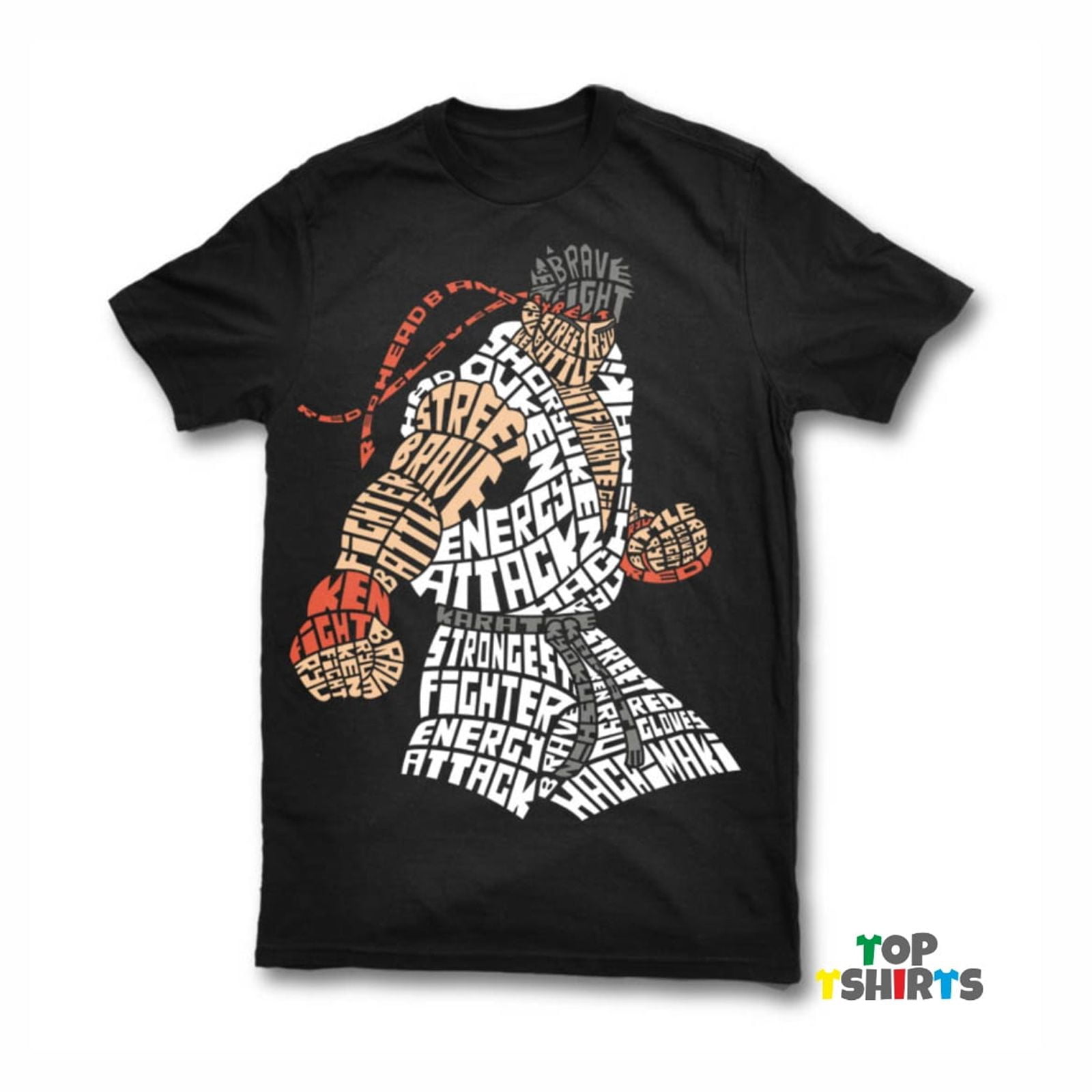 Hadouken Street Fighter Tshirt Calligram Ryu Akuma Ken Top Gamer Game ...