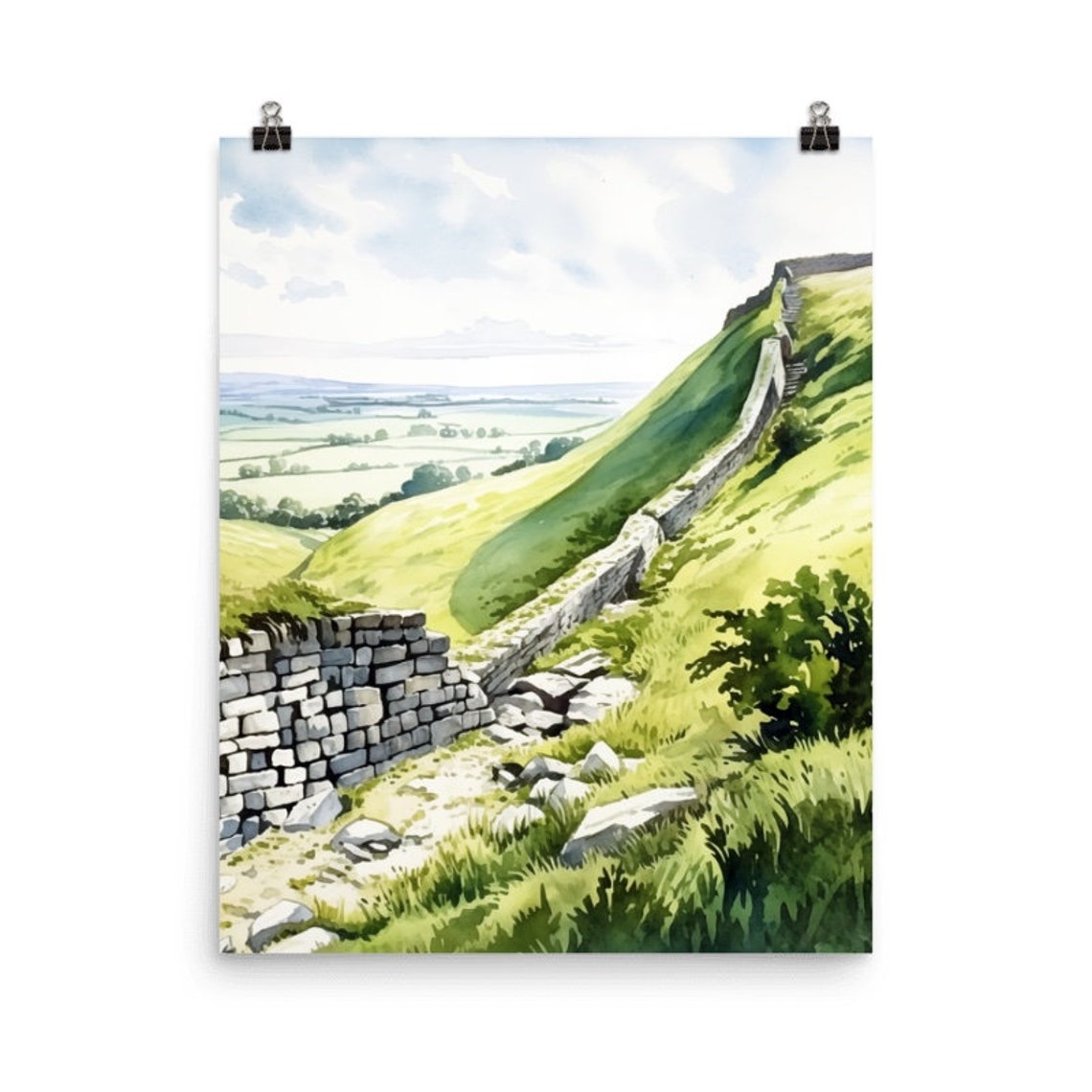 Hadrian’S Wall Print, England Travel Art, Ancient Roman Landmark Print ...