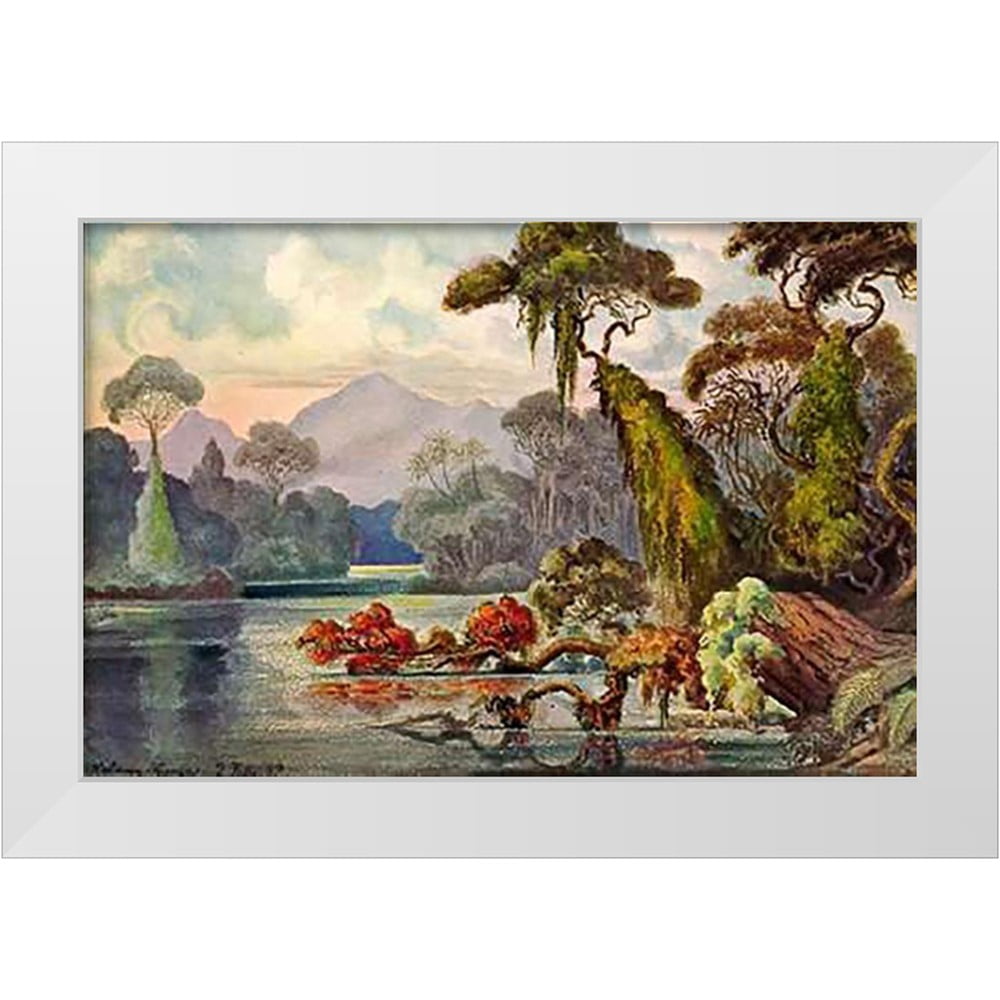 Haeckel, Ernst 32x23 White Modern Wood Framed Museum Art Print Titled - Urwald am Blauen Fluß ...