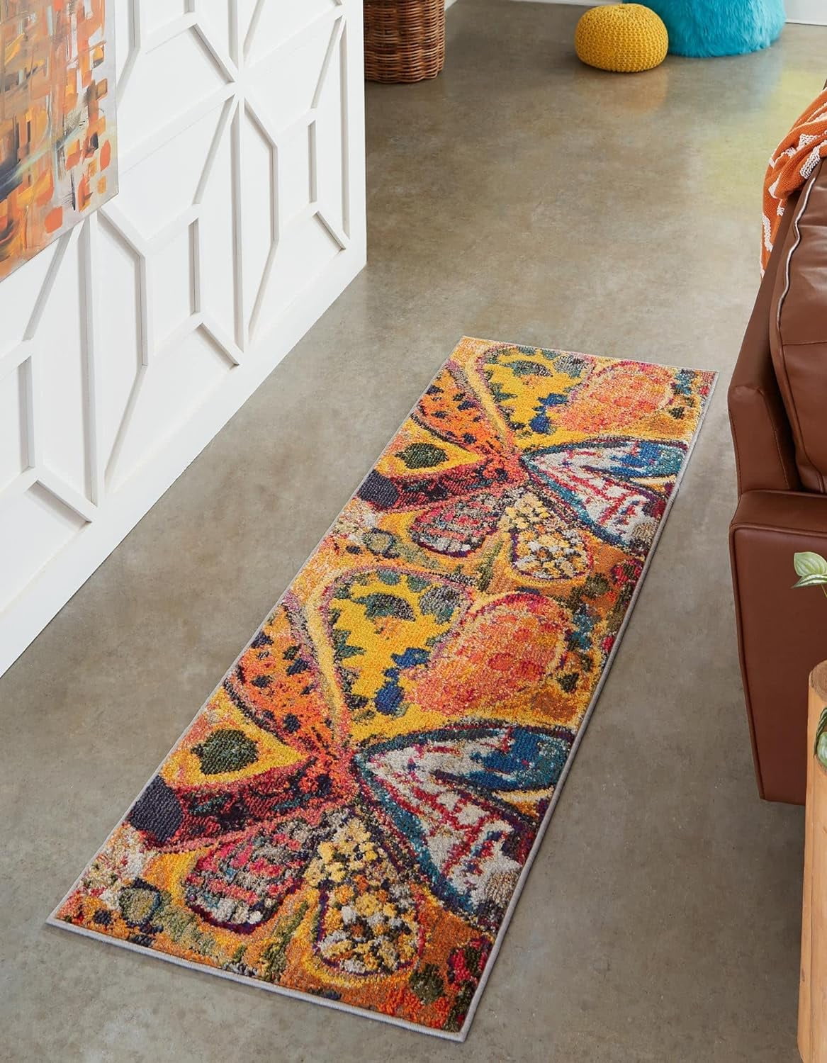 Haerfest Collection Rug – 4 Ft Runner Yellow Low Rug Perfect For ...