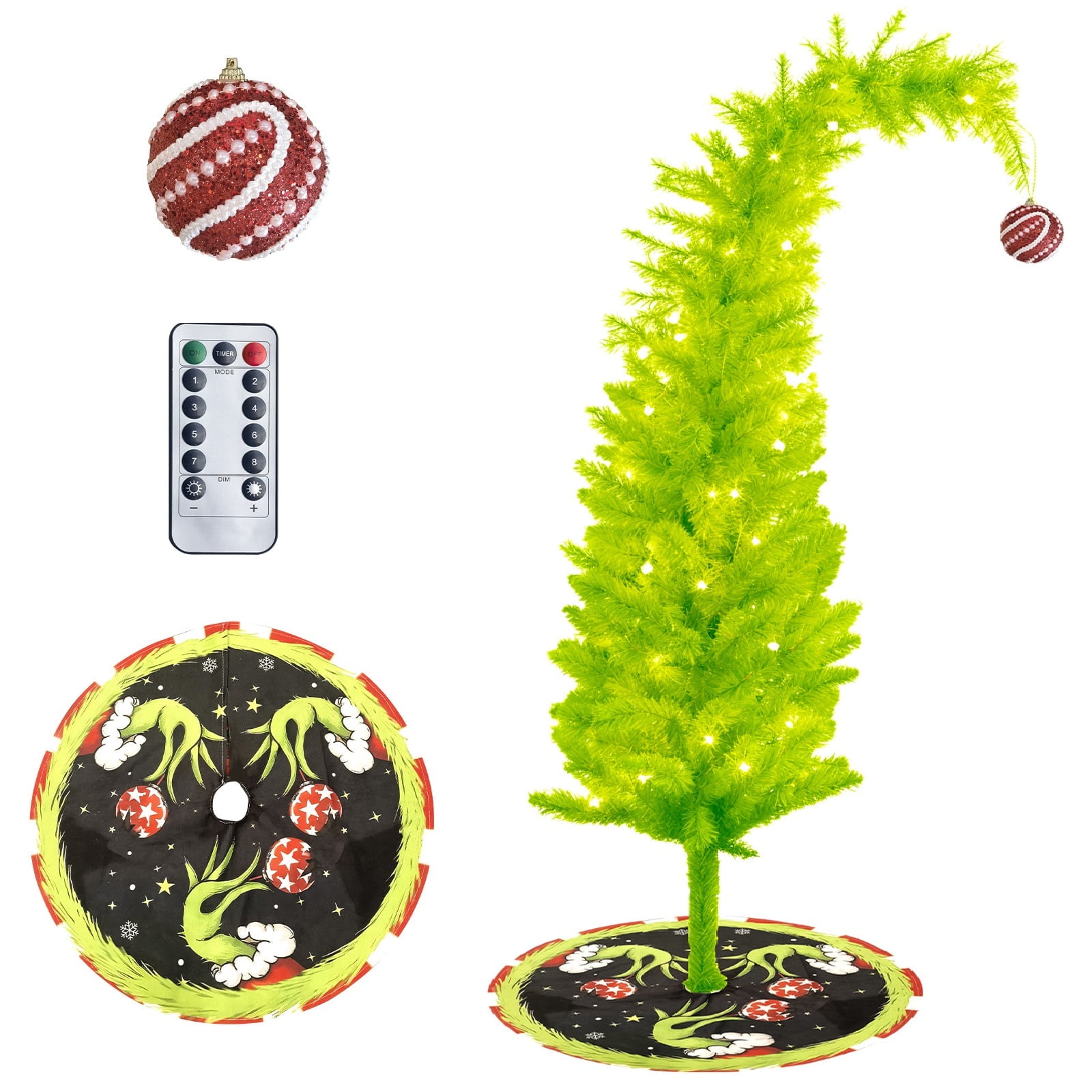 Haeteir Whimsical Artificial Christmas Tree 6FT with Timer Remote & 150 ...