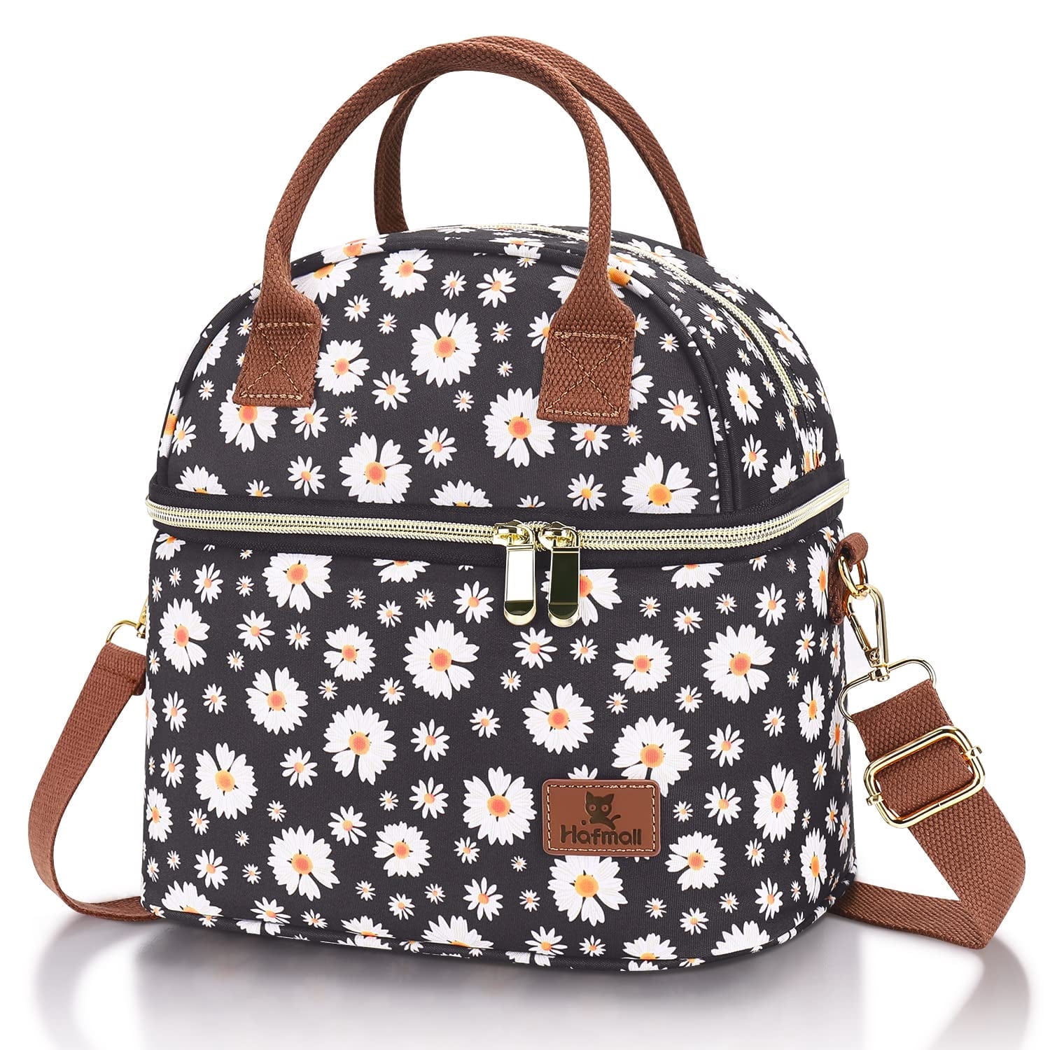 Hafmall Large Insulated Lunch Box with Zipper, Dual Deck, Carry Handle ...