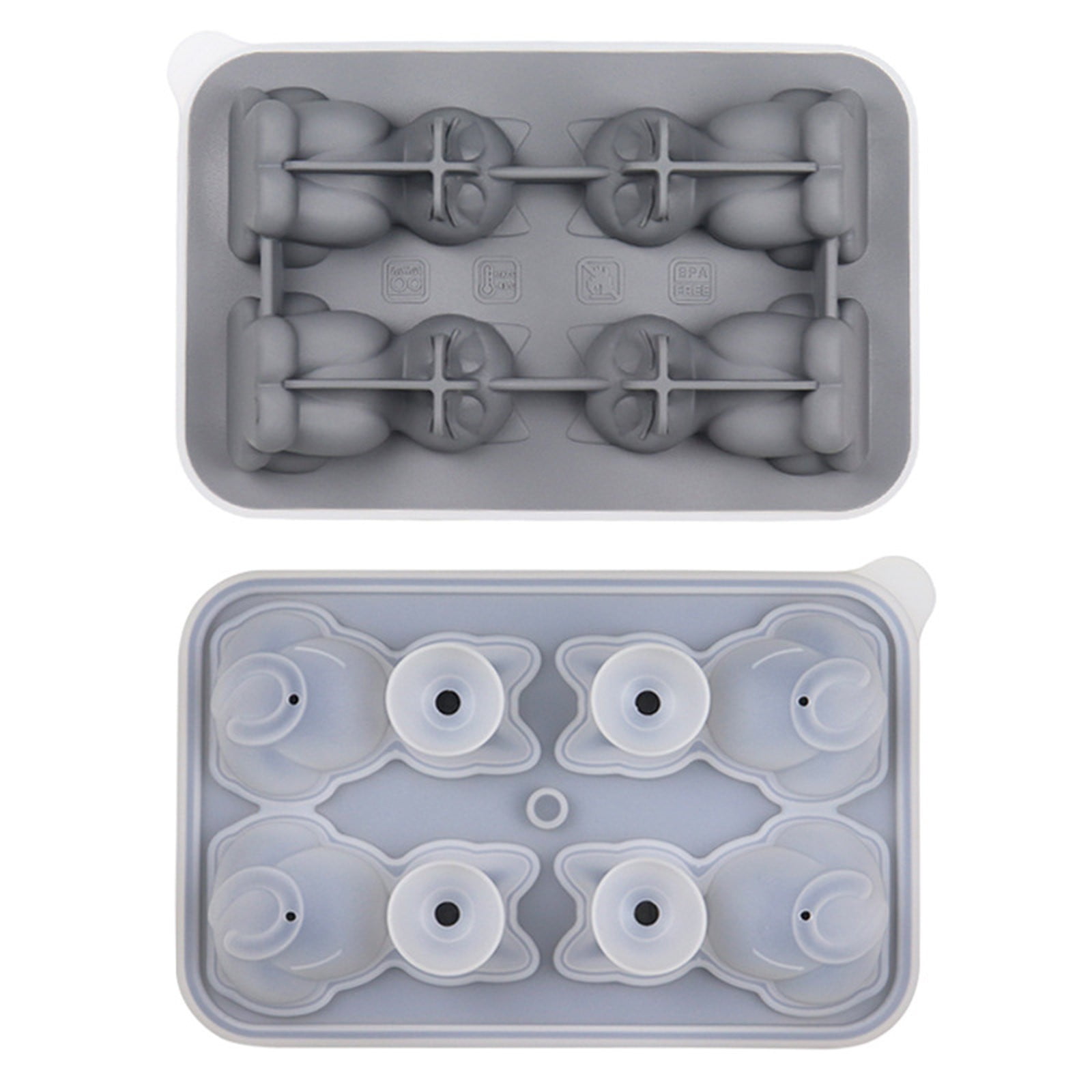 Haful 3D Cat Shaped Silicone Tray with Lid 4 Compartments Cat Shaped ...
