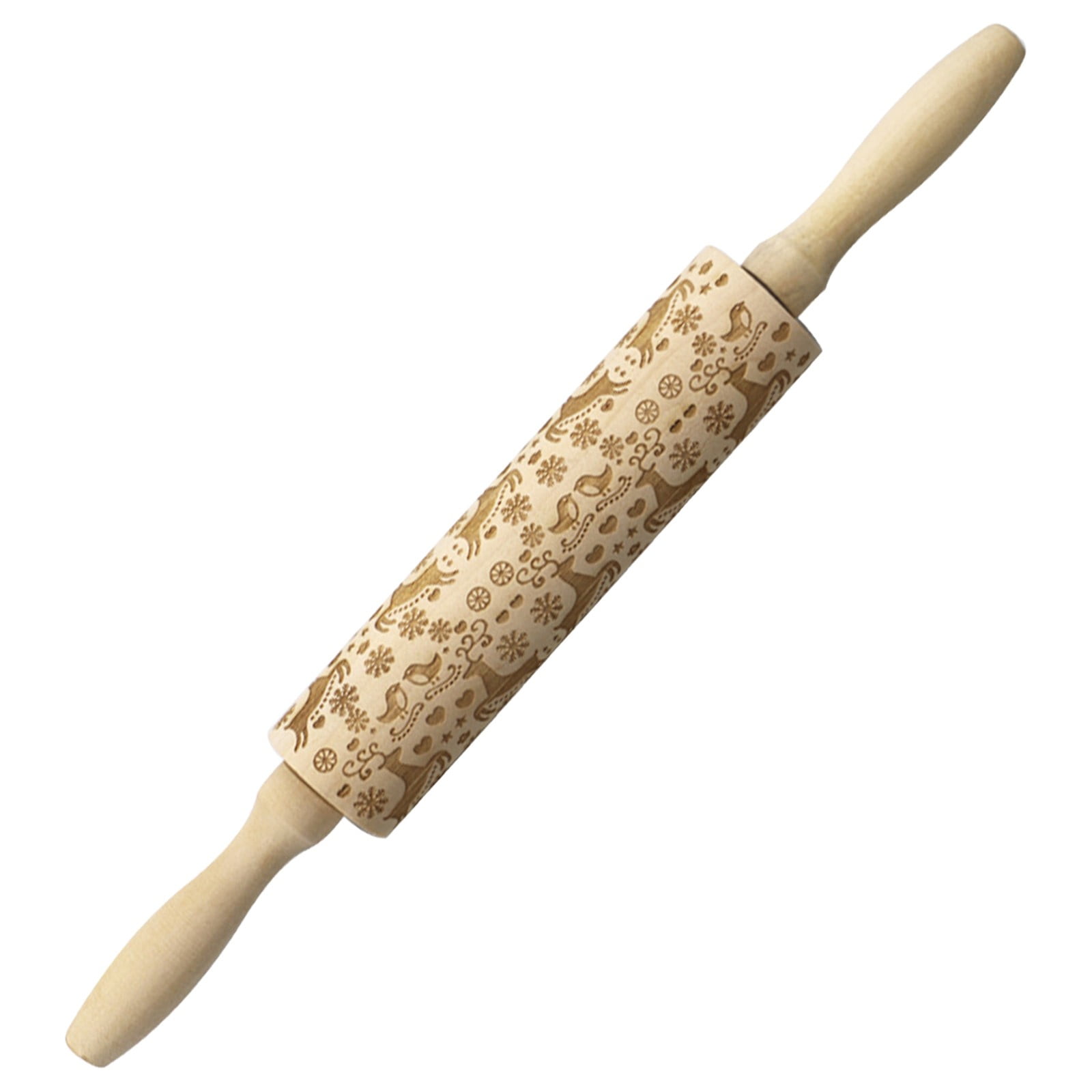 Haful Rolling Pin Wooden Embossing Rolling Pin Embossed Christmas ...
