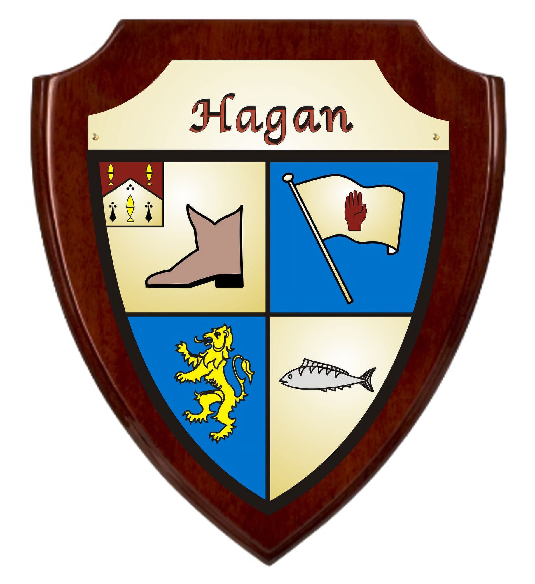 Hagan Irish Coat of Arms Shield Plaque - Rosewood Finish - Walmart.com