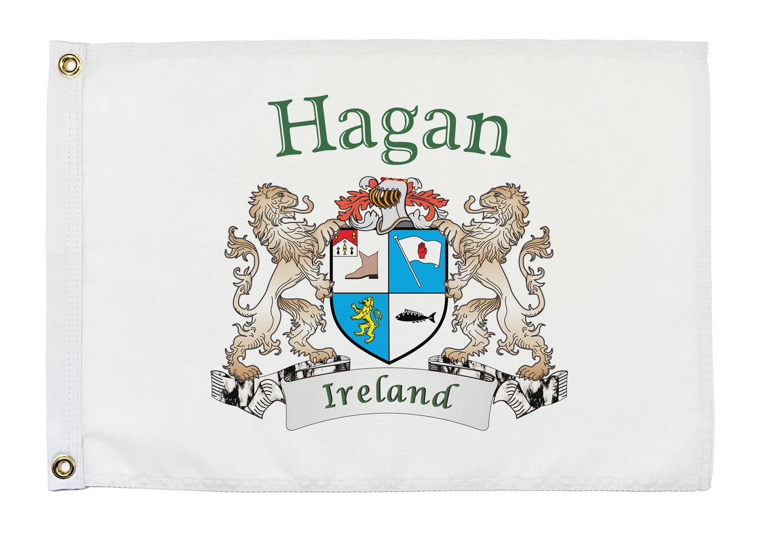 Hagan Irish Coat of Arms Small White Flag - 16"x10.5" inches - Walmart.com