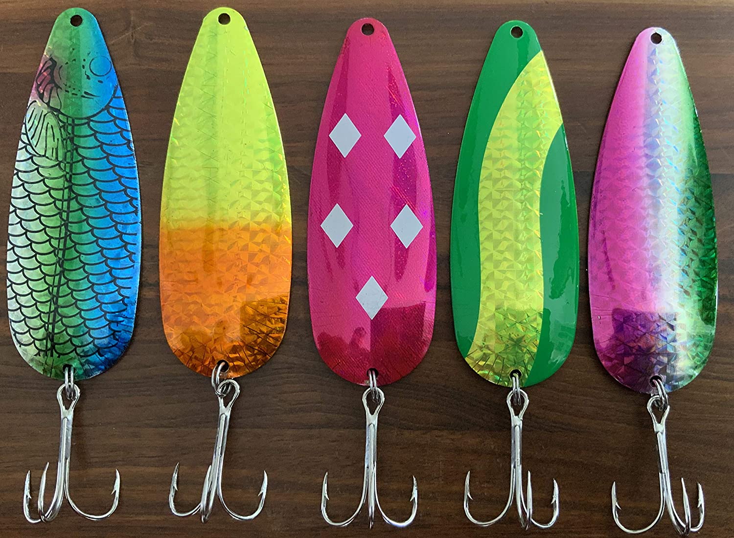 Hagen 5 Deluxe Foil Fishing Spoons 4 1/2 Inch Pike Muskie Musky 1.25 oz ...
