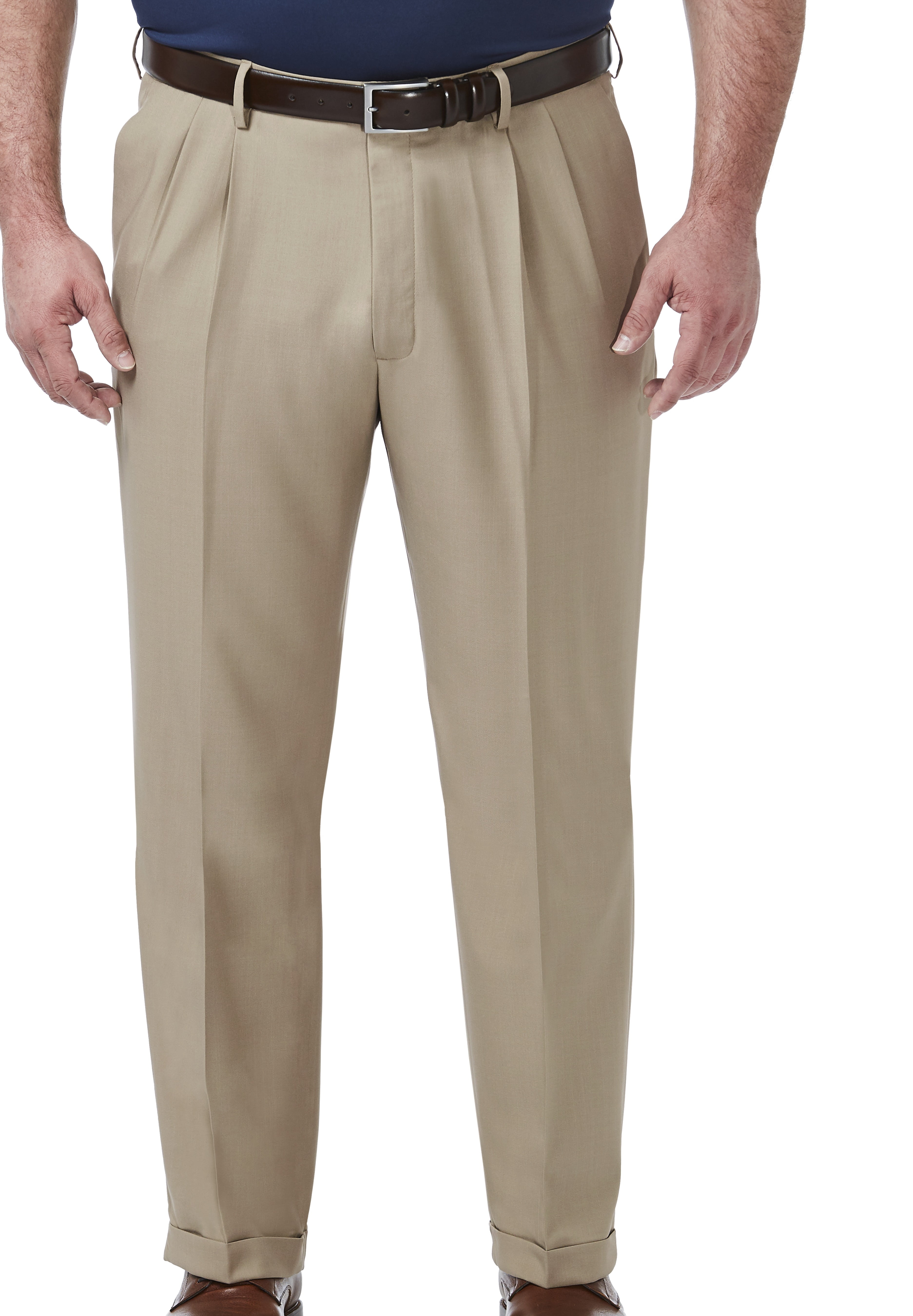 Haggar Mens Pants 44X30 Classic Non-Wrinkle Dress Stretch Beige 44 ...