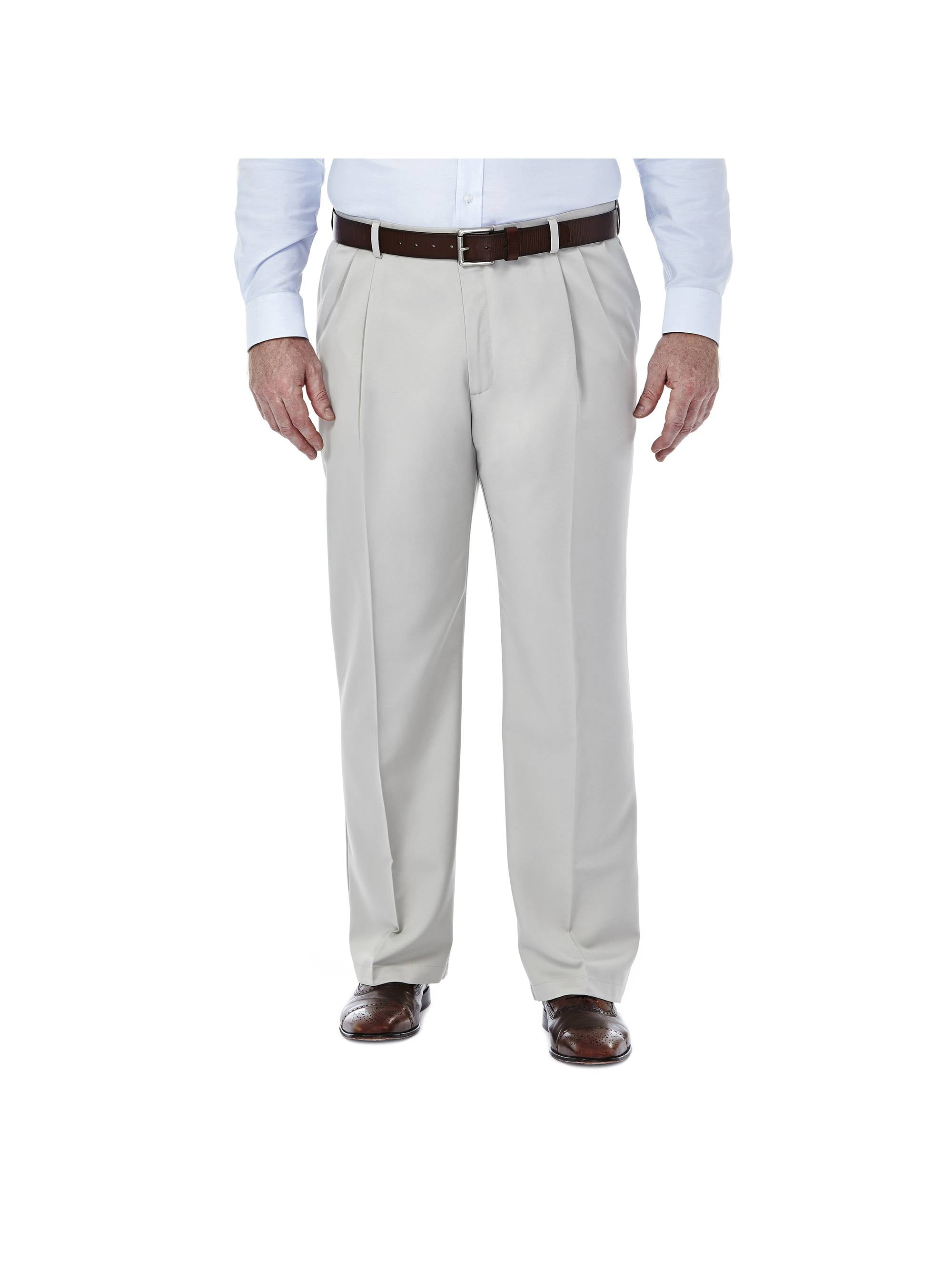 Haggar Men's Big & Tall Cool 18® Solid Pleat Front Pant Classic Fit ...