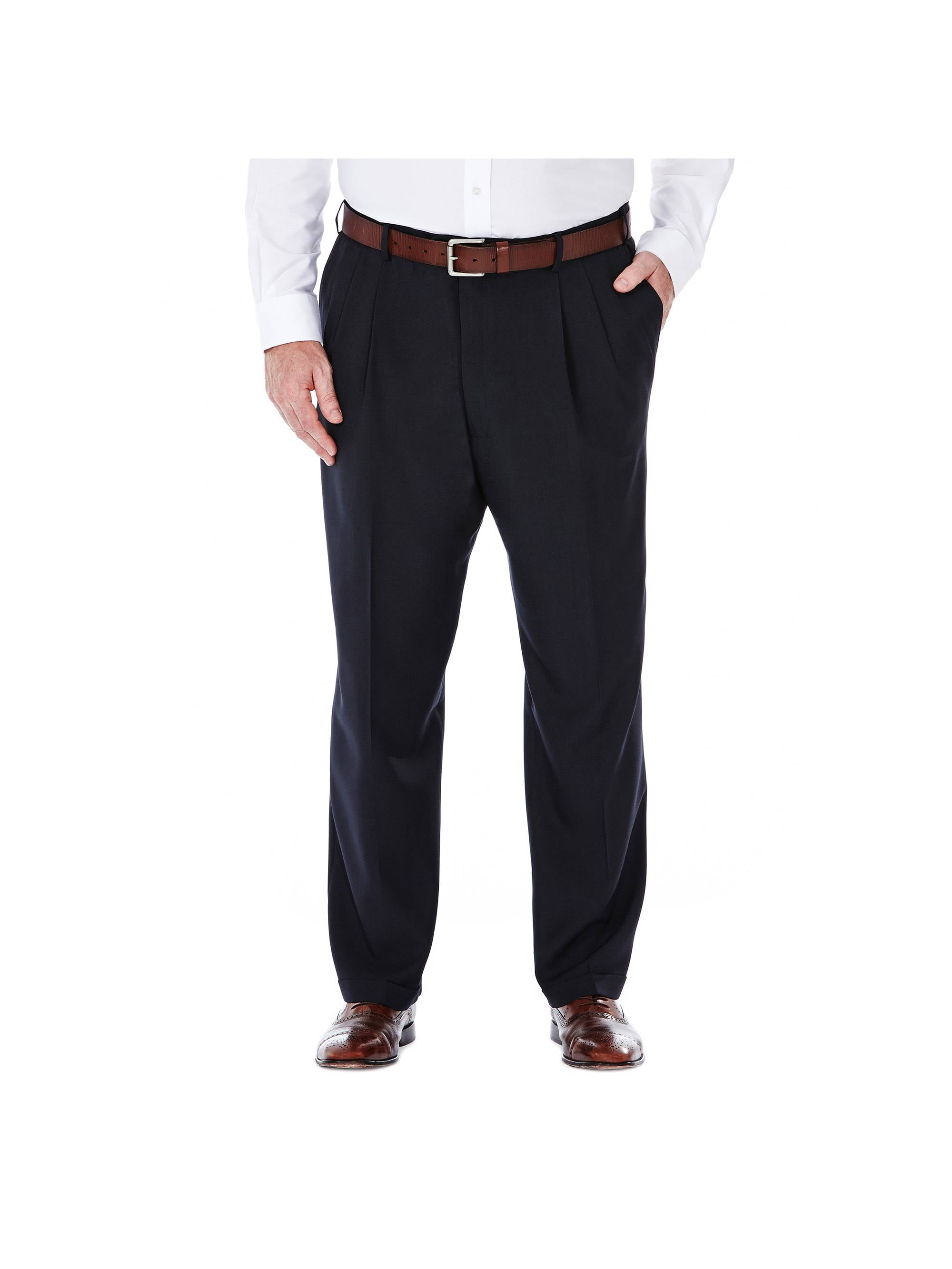 Haggar Men's Big & Tall E-CLO Stria Pleat Front Dress Pant Classic Fit ...