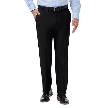 Haggar Mens Classic fit Dress Pants 34 / 30 Black Solid Stretch ...