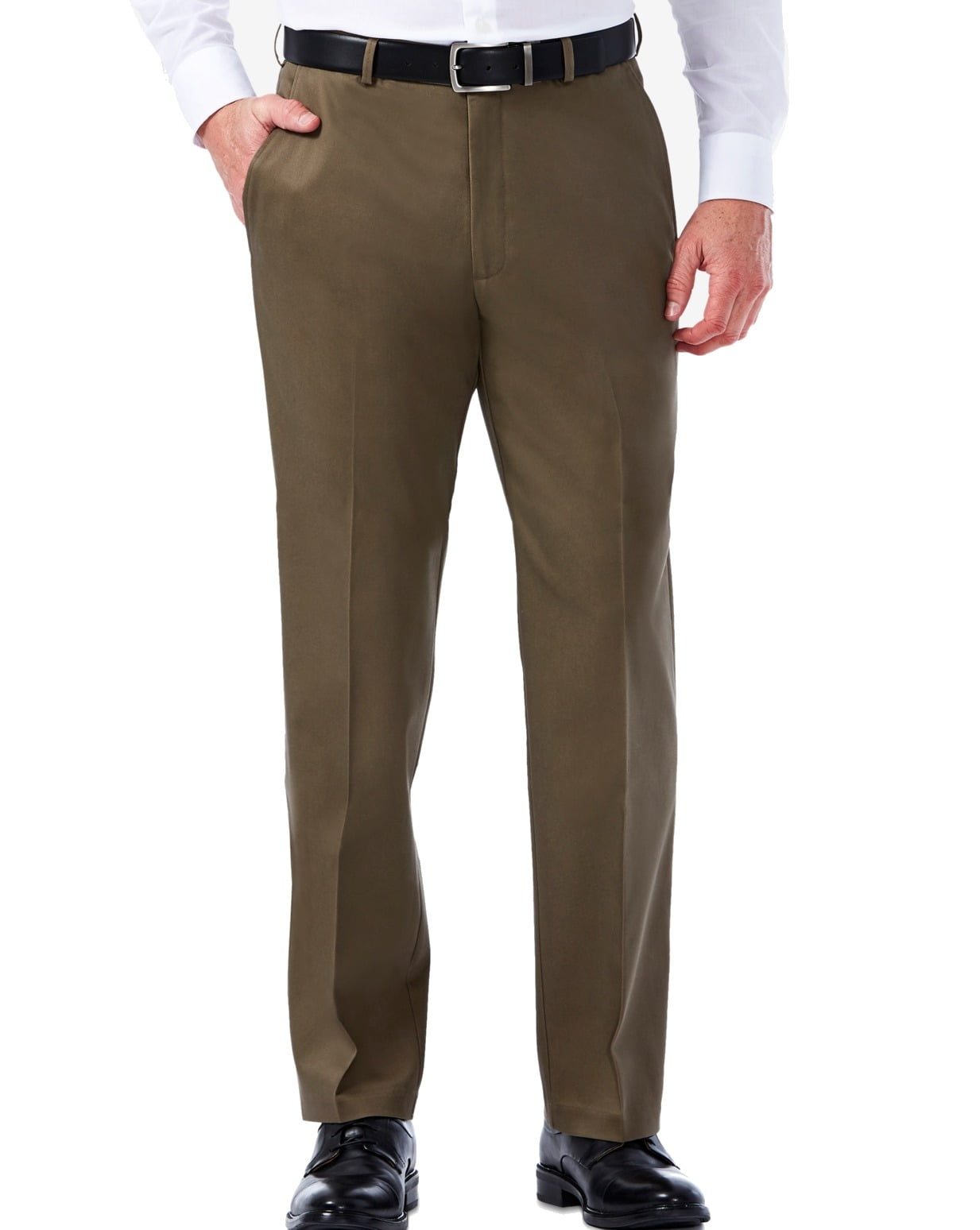 Men's Haggar Premium No-Iron Khaki Stretch Classic-Fit Flat-Front Pants ...