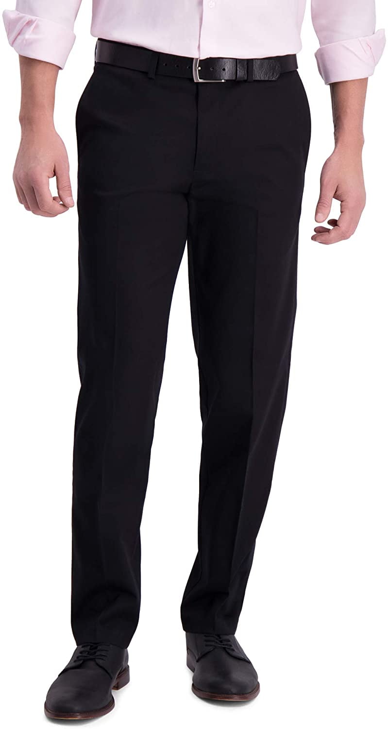 Haggar Mens Iron Free Premium Khaki Straight Fit Flat Front Flex Waist
