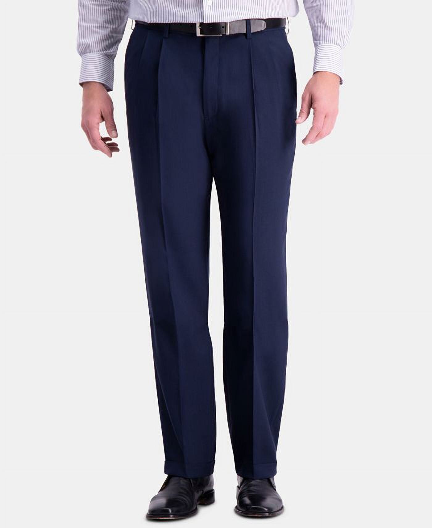Haggar Mens Premium Comfort Stretch Classic-Fit Pleated Dress Pants ...
