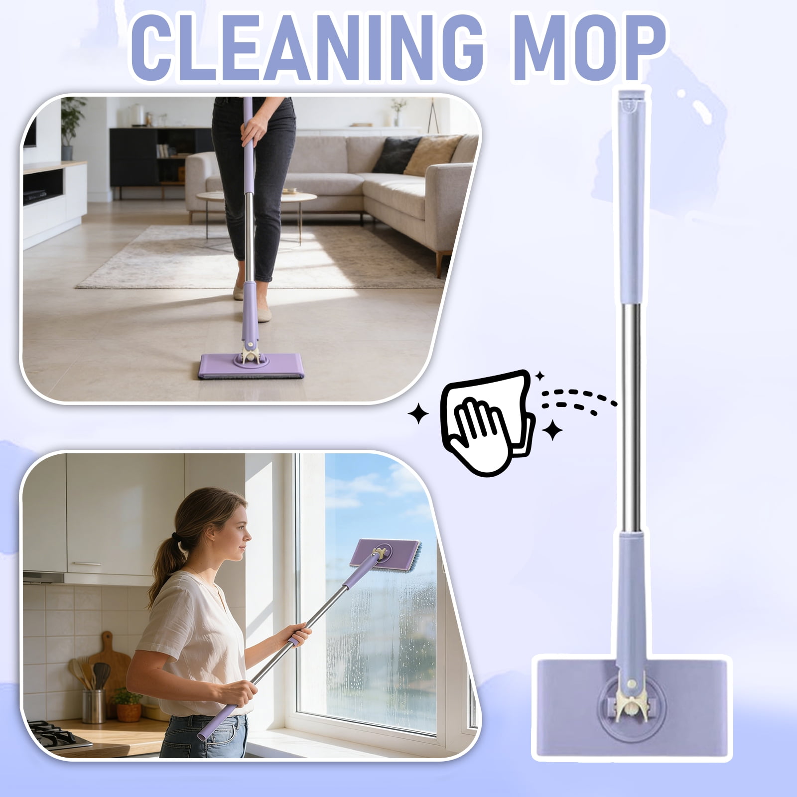 Hagloyecr Convenient Cloth Changing Mini Mop With Magic Cleaning Cloth ...