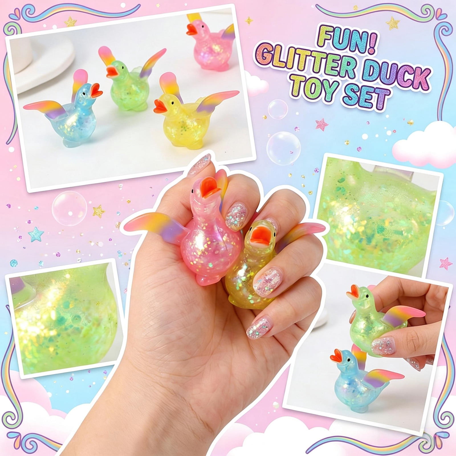 Hagloyecr Duck Squishy Sugar Stress Ball,Soft Duck Stress Relief Sugar ...